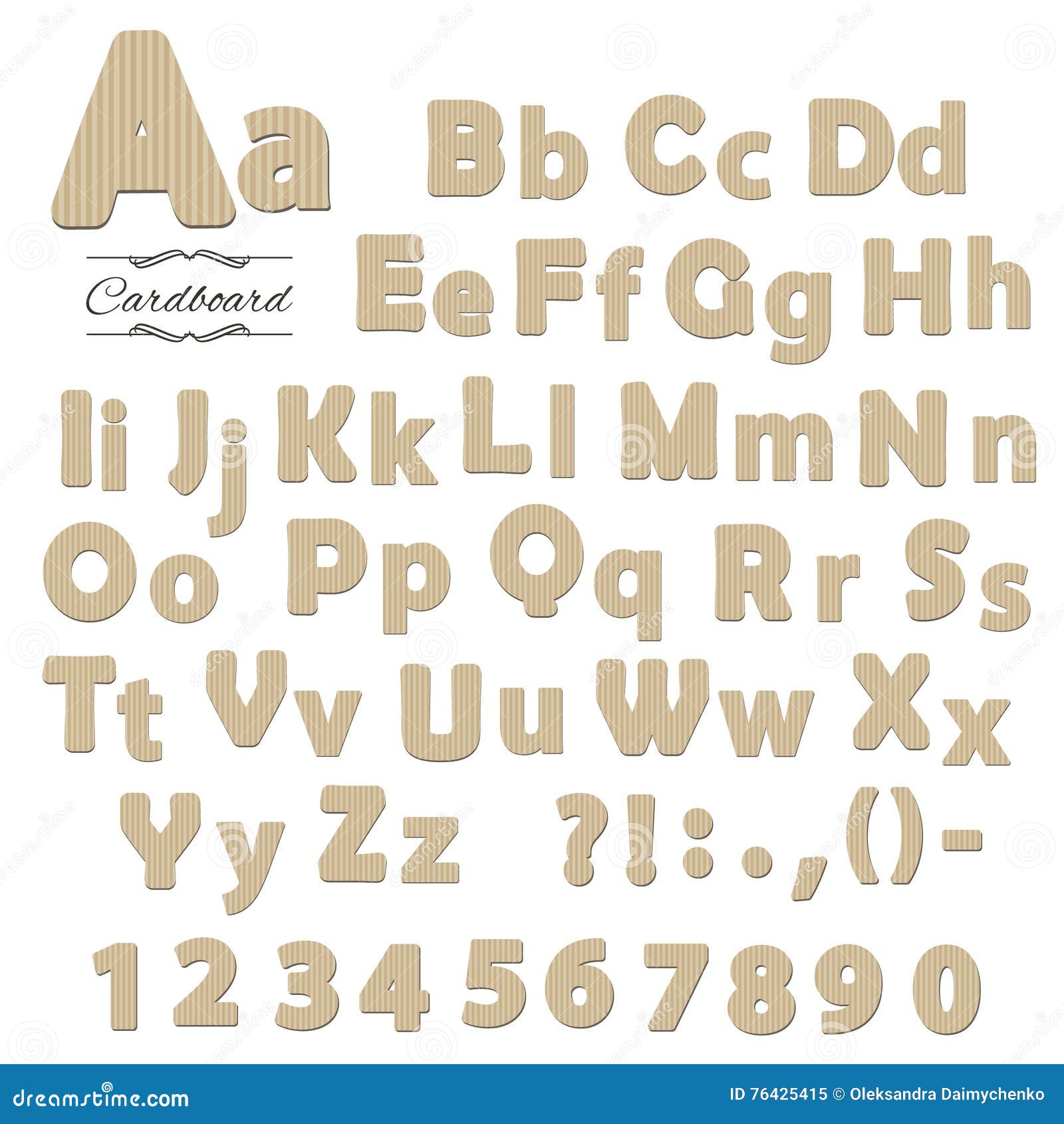 Cardboard font on white. stock illustration. Illustration of scribble ...