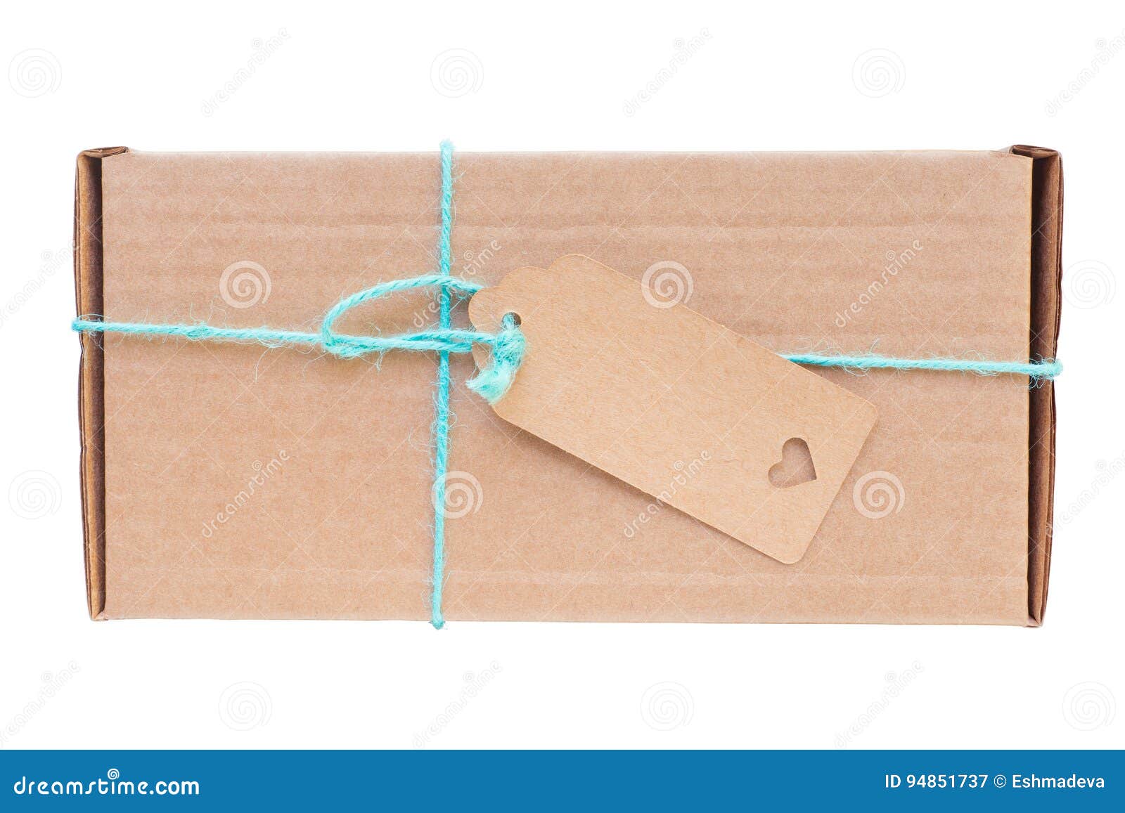 Cardboard Gift Box Tied with Blue String. Isolated on White, Clipping ...