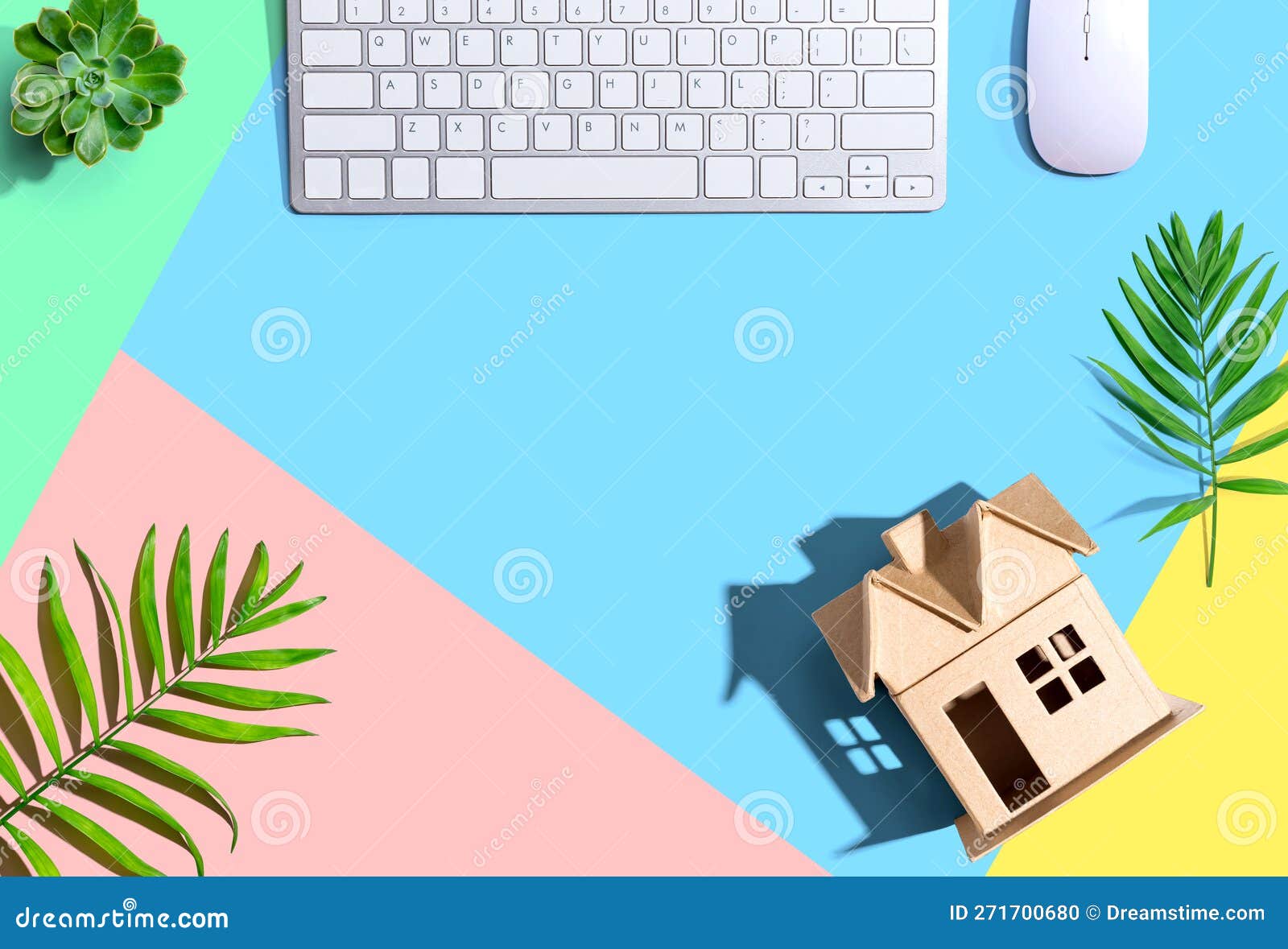 Cardboard House with Computer Keyboard Stock Photo - Image of flat ...
