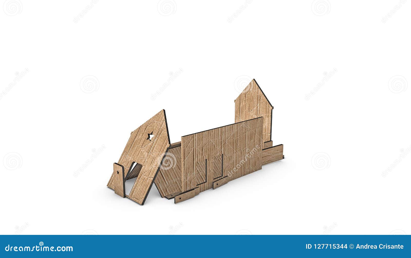 Cardboard House Isolated on White Background Stock Illustration ...