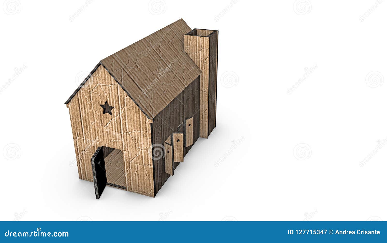Cardboard House Isolated on White Background Stock Illustration ...
