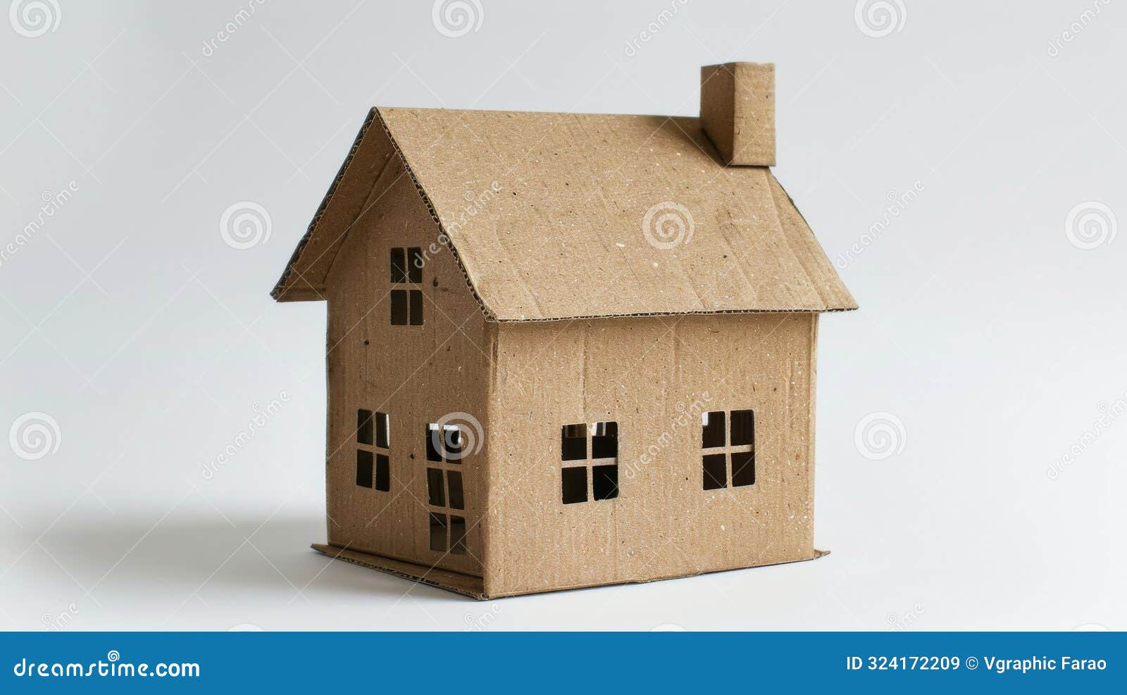 Cardboard House Model on White Background, Isolated Perspective. DIY ...