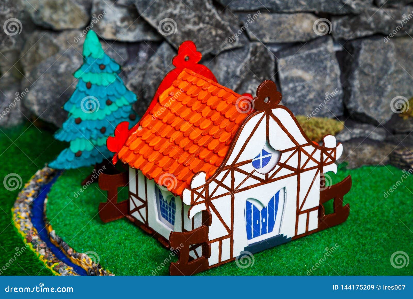 Cardboard House in a Toy Landscape Stock Image - Image of home, design ...