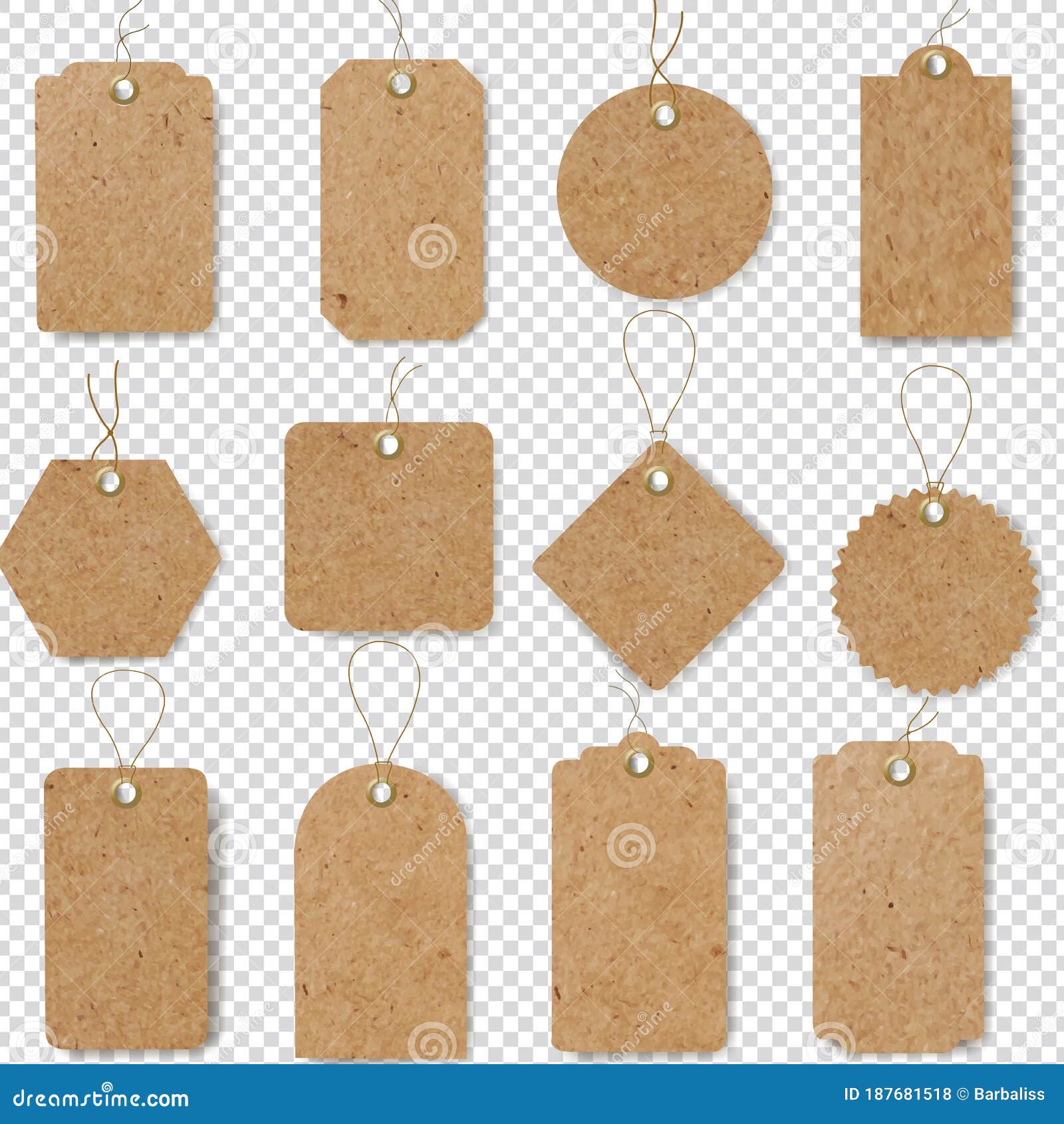Cardboard Labels Set Isolated Transparent Background Stock Vector ...