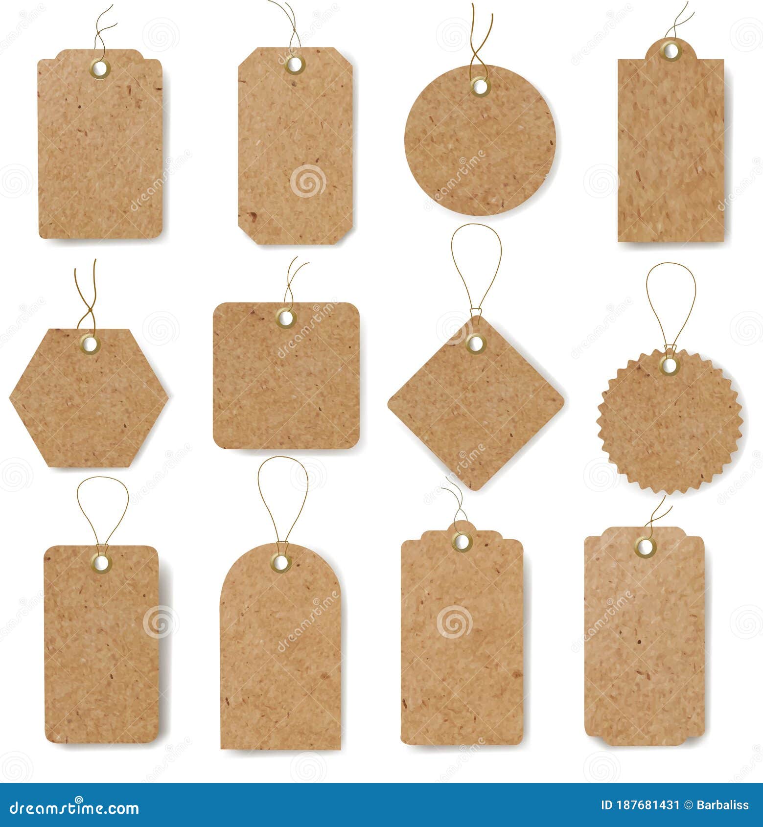 Cardboard Labels Set Isolated White Background Stock Vector ...