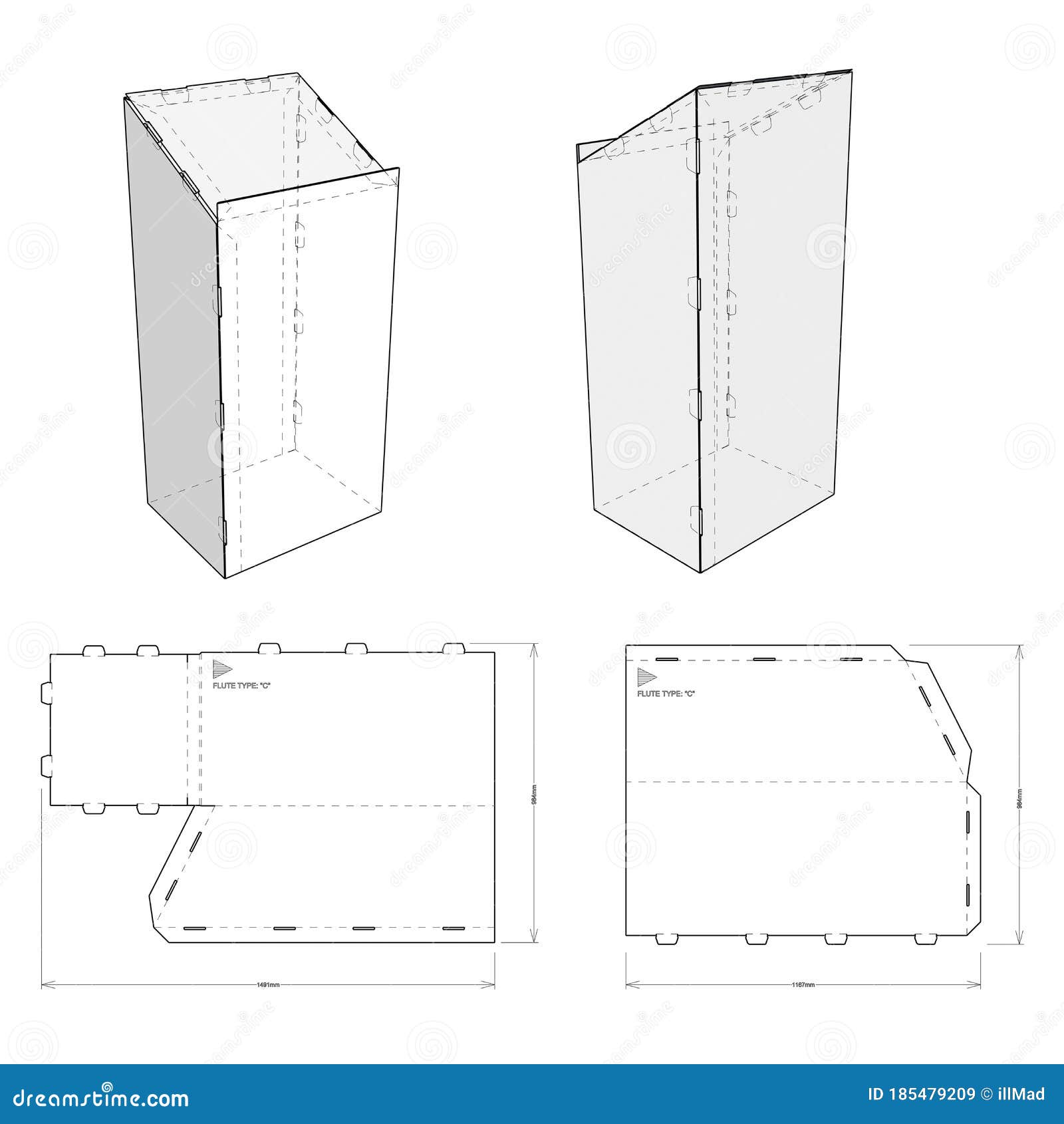 Cardboard Lectern Display and Die-cut Pattern. Stock Vector ...