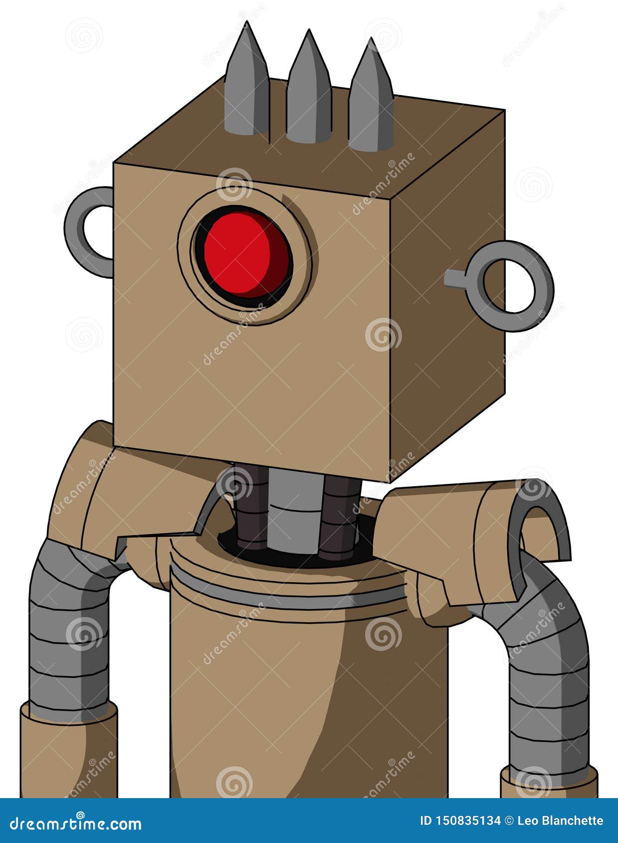 Cardboard Mech with Box Head and Cyclops Eye and Three Spiked Stock ...