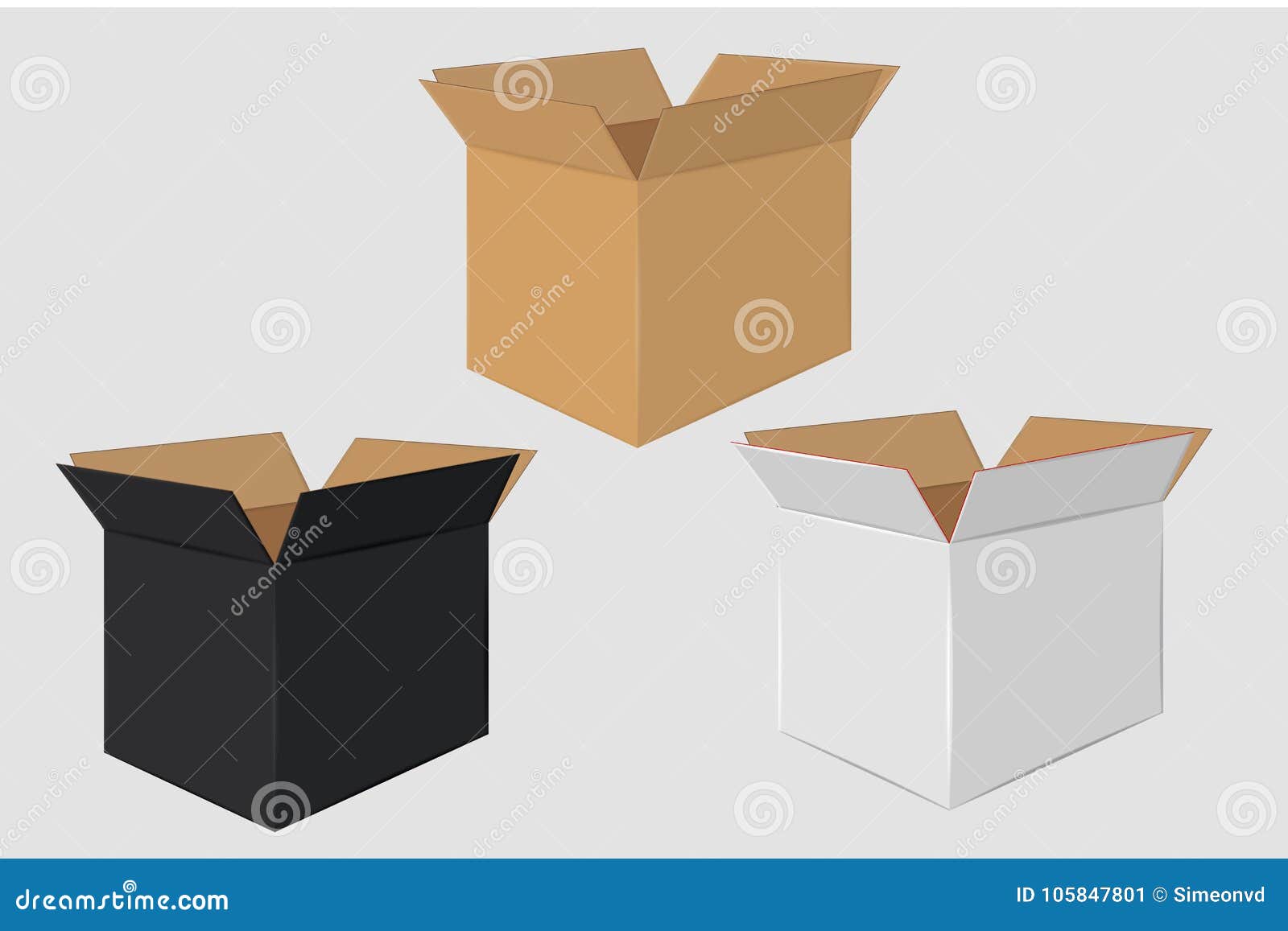 Cardboard Open Box. Side View Stock Vector - Illustration of case, pack ...