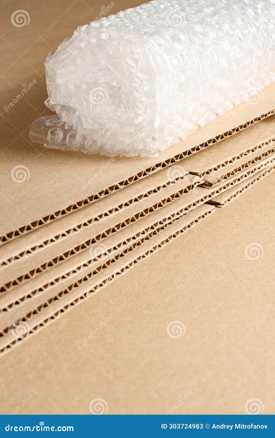 Cardboard, Open Boxes and Bubble Wrap. the Concept of Careful Packaging ...