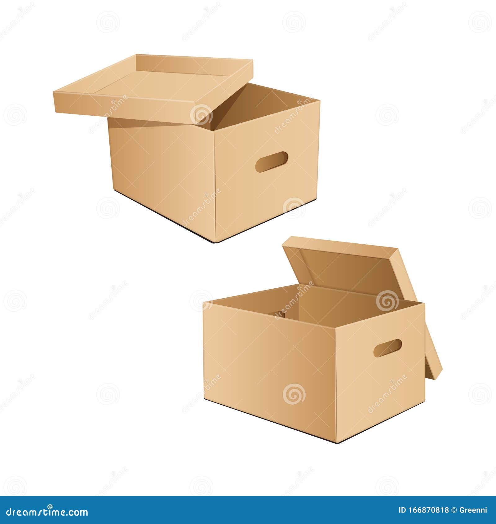 Cardboard Open Boxes with Holes for Hands. for Storage or Other Purpose ...