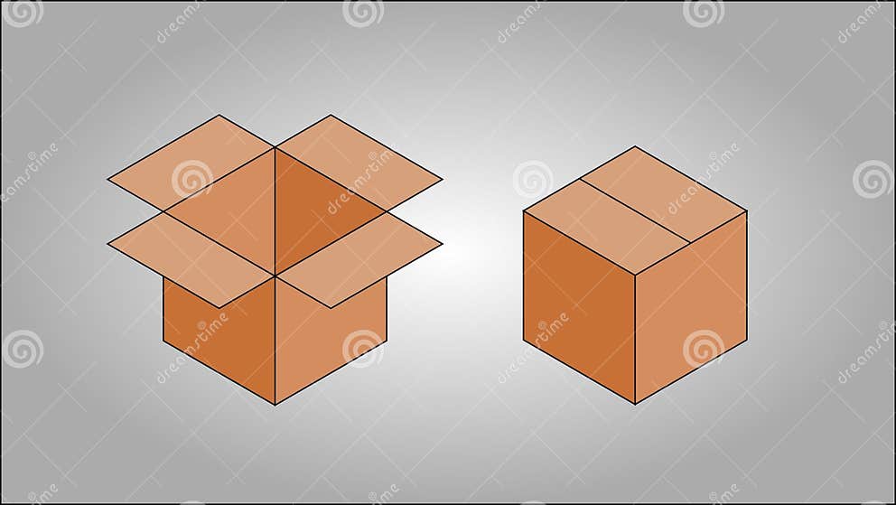 Open Cardboard Boxes and Closed Cardboard Boxes Vector Stock ...