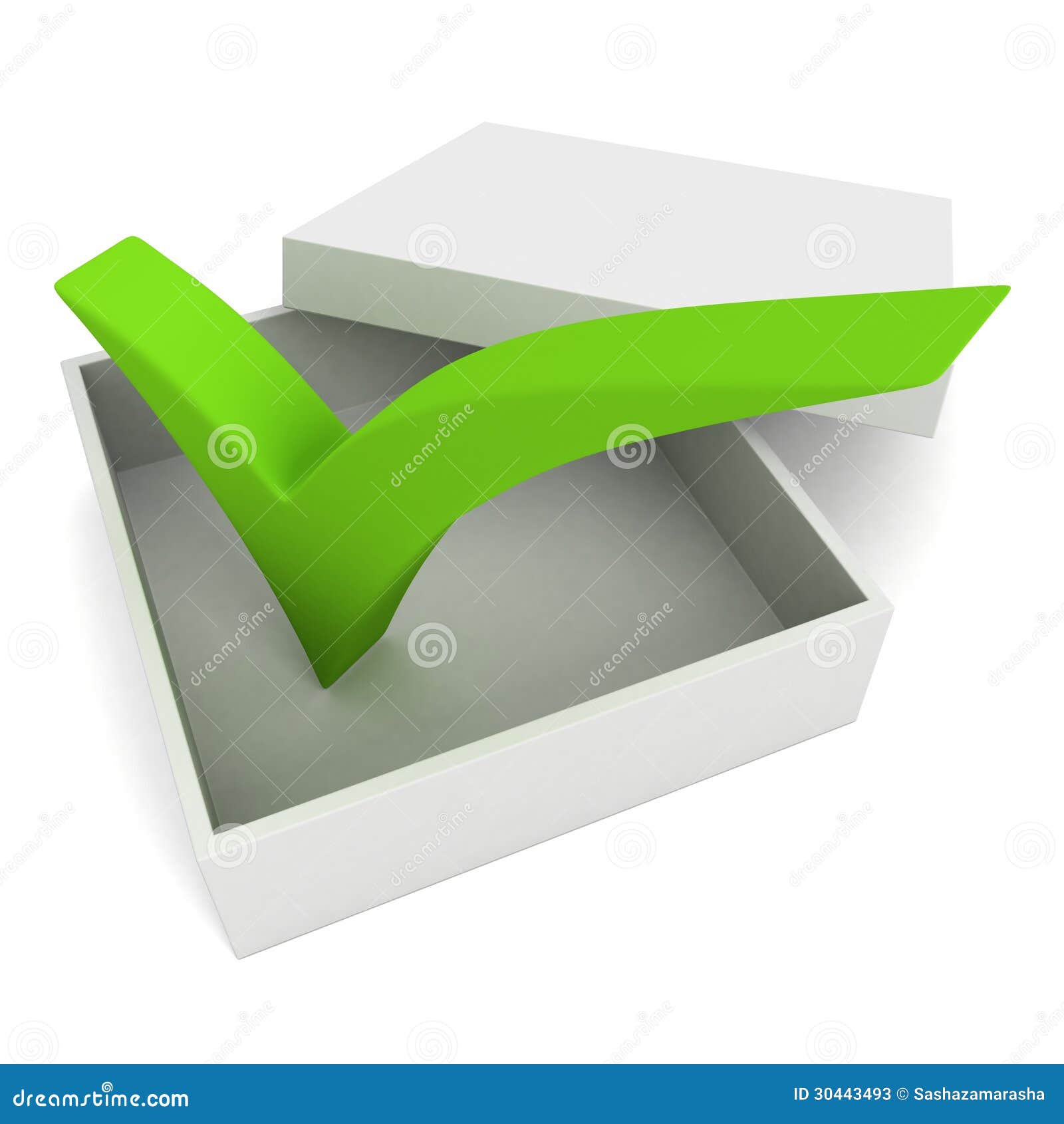 Cardboard Opened Box with Green Check Stock Illustration - Illustration ...