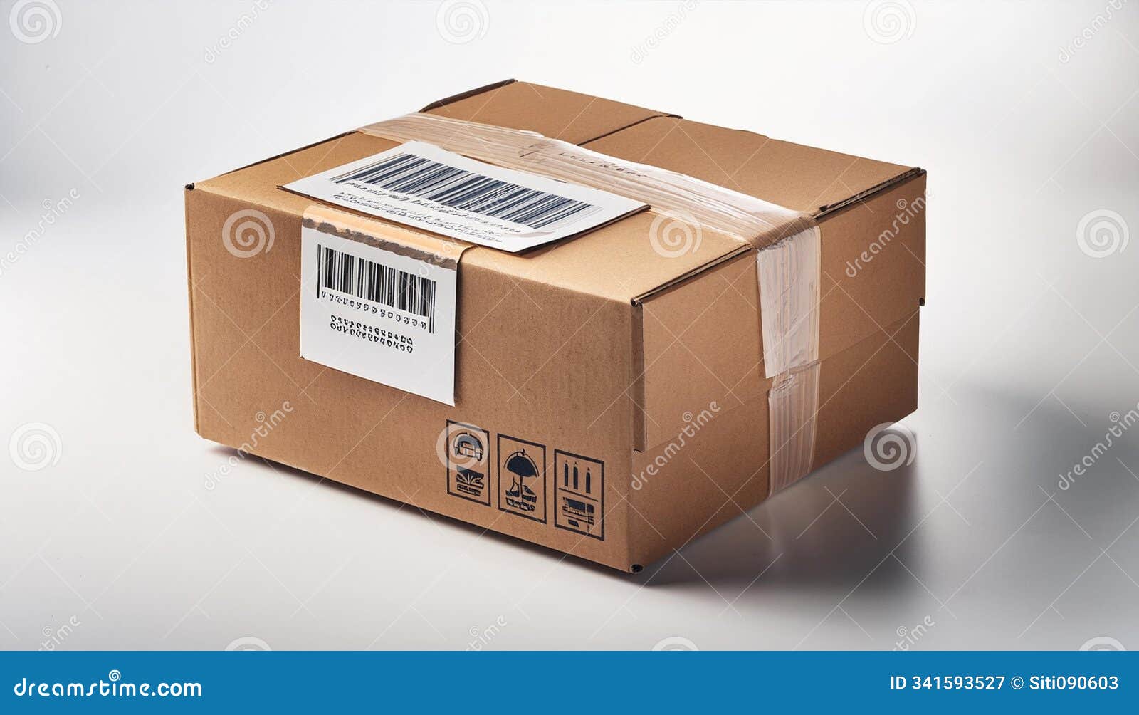 Cardboard Package with Bar Code and Shipping Labels Delivery Concept ...