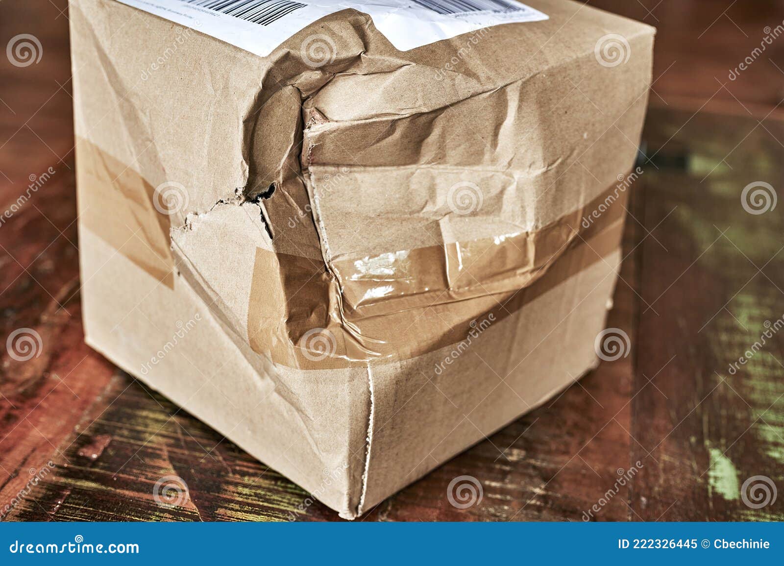 Cardboard Package that Was Damaged in Shipping Stock Image - Image of ...
