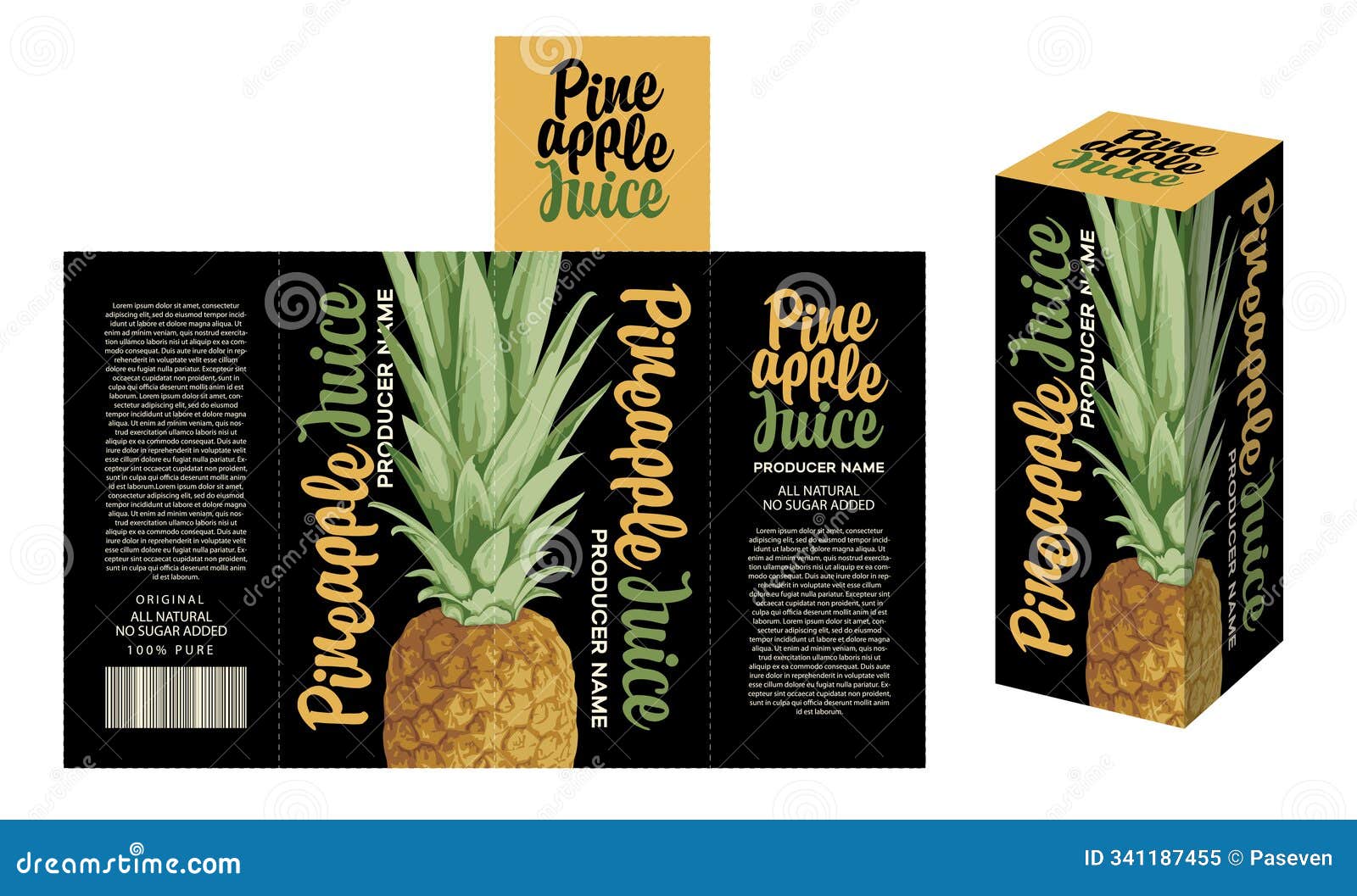 Cardboard Packaging Box for Pineapple Juice Stock Illustration ...