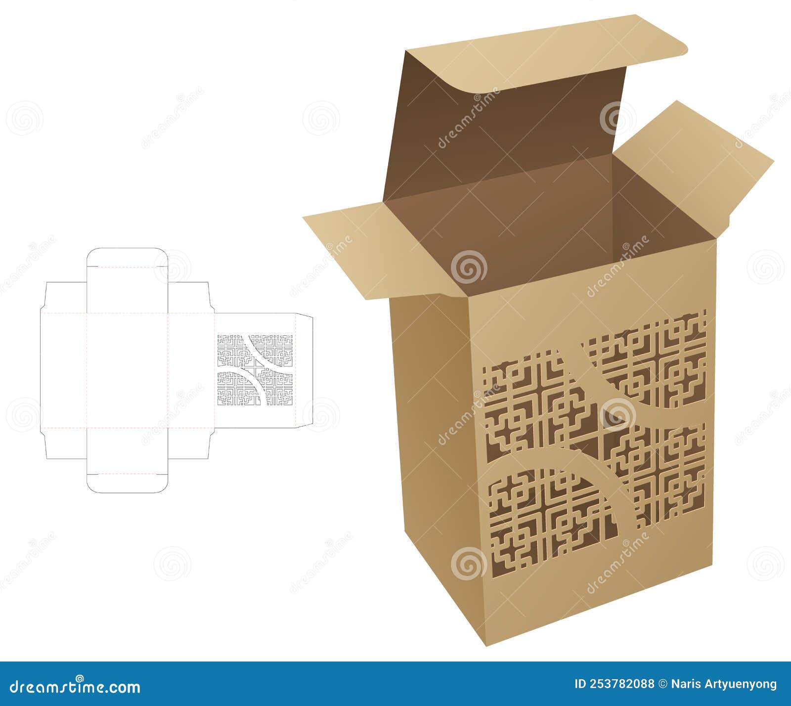 Packaging Box With Stenciled Pattern Die Cut Template Vector ...
