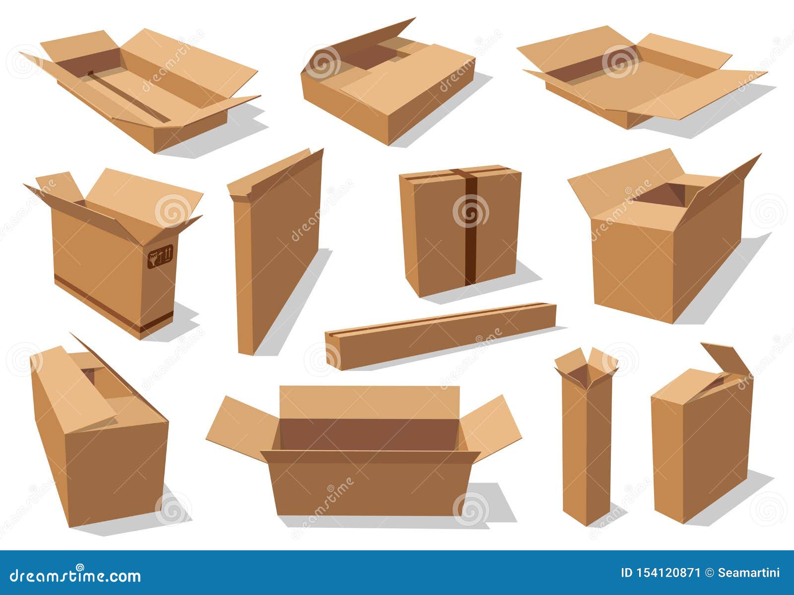 Cardboard Packaging Containers, Empty Carton Boxes Stock Vector ...