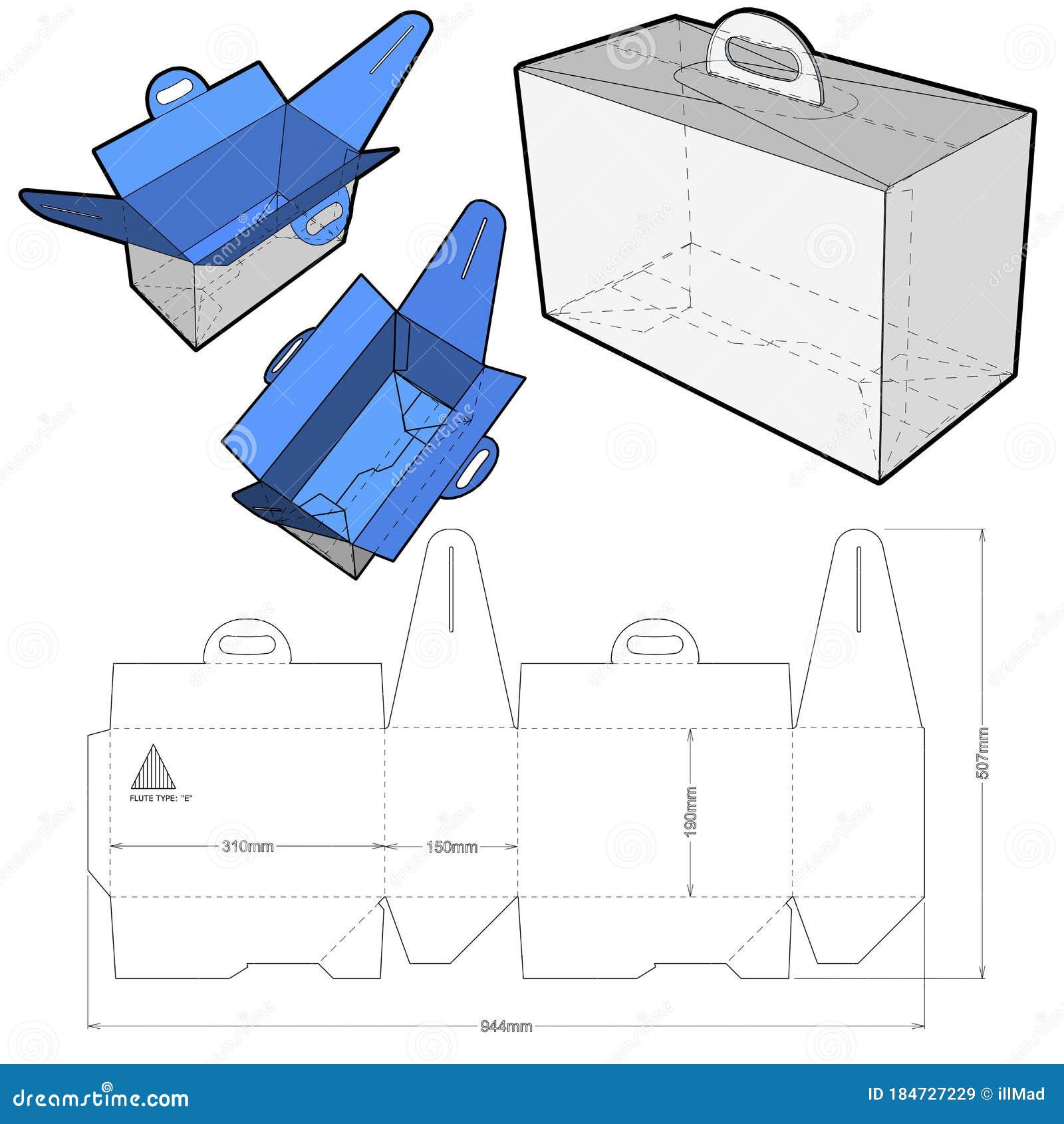 Cardboard Packaging with Handle Internal Measurement 31x15x19 Cm and ...