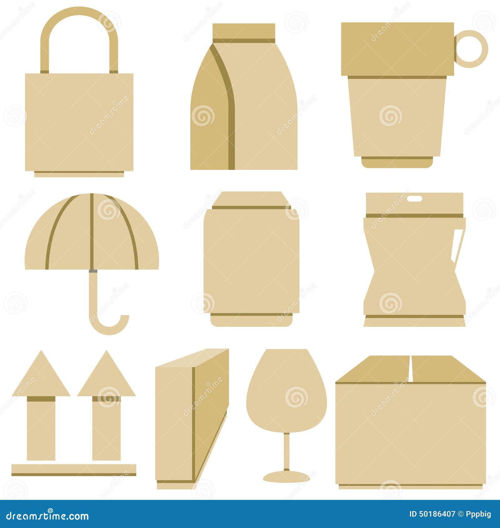 Cardboard packaging icons stock illustration. Illustration of furl ...