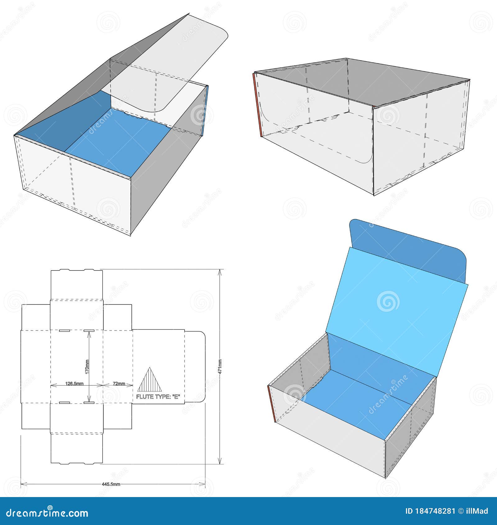 Cardboard Packaging Internal Measurement 17x12.65x72cm and Die-cut ...