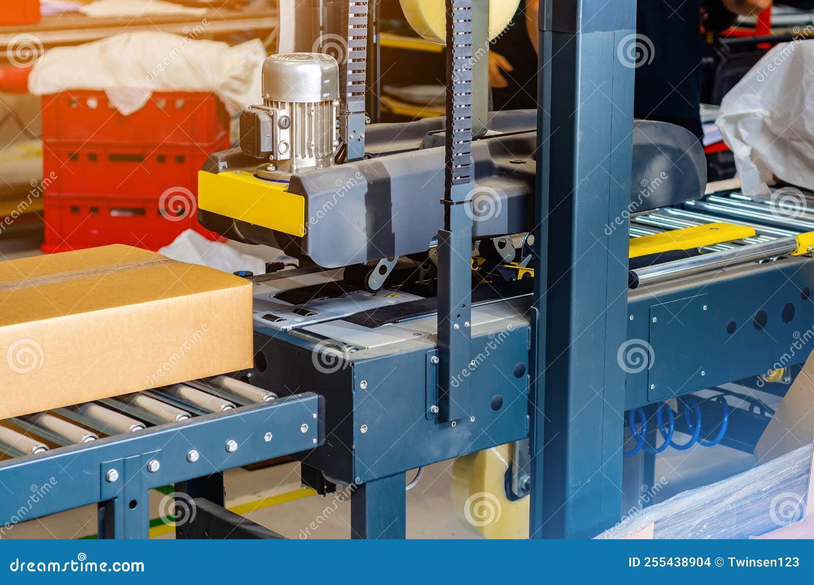 Cardboard Packaging Machine. Production Line of Packaging Stock Photo ...