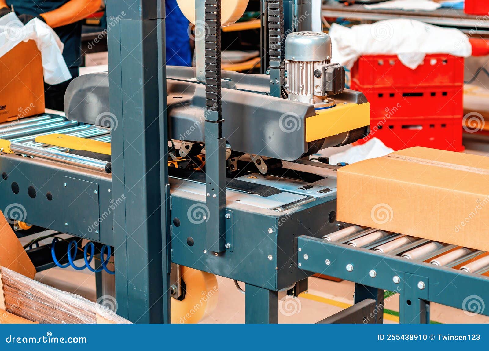 Cardboard Packaging Machine. Production Line of Packaging Stock Photo ...