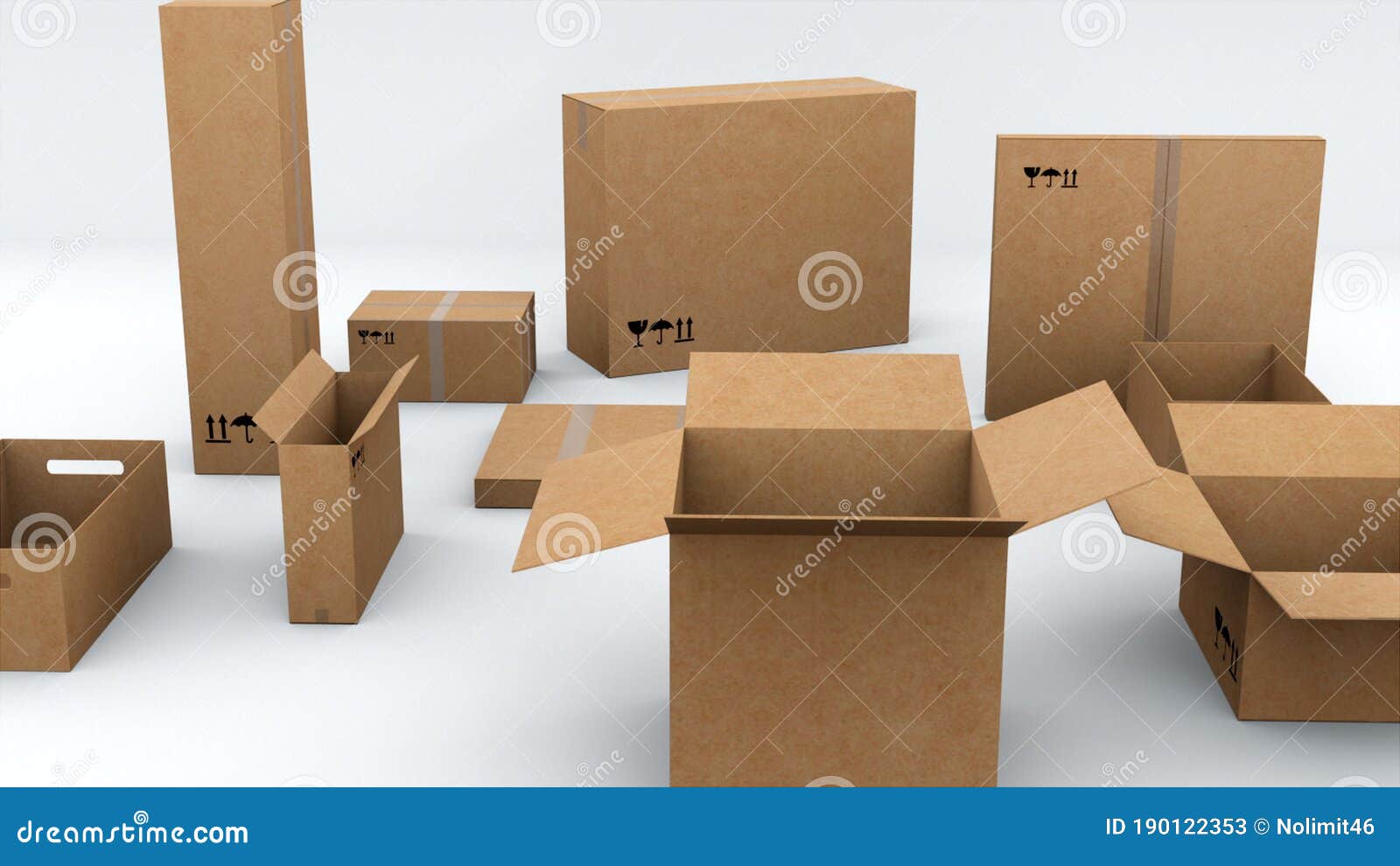 Cardboard Box for Sending Various Products, Computer Generated. the ...