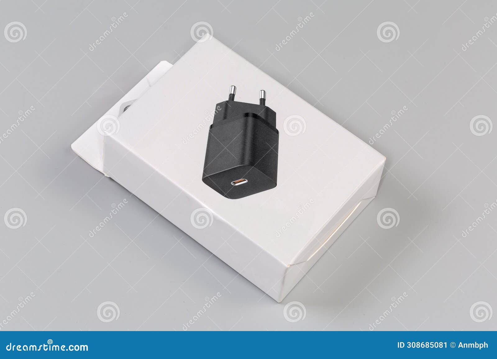 Cardboard Packing Box for USB Charger with AC Euro Plug Stock Image ...