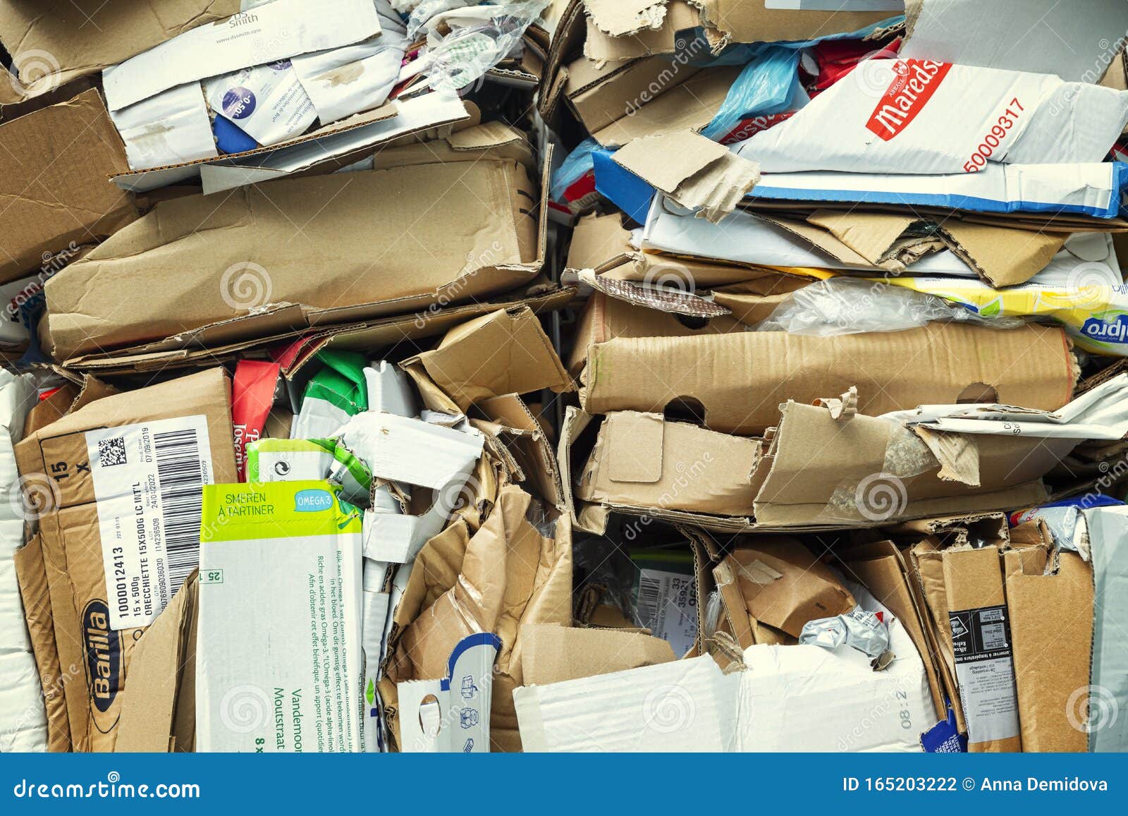 Cardboard and Paper, a Pile of Garbage. Separate Collection. Background ...