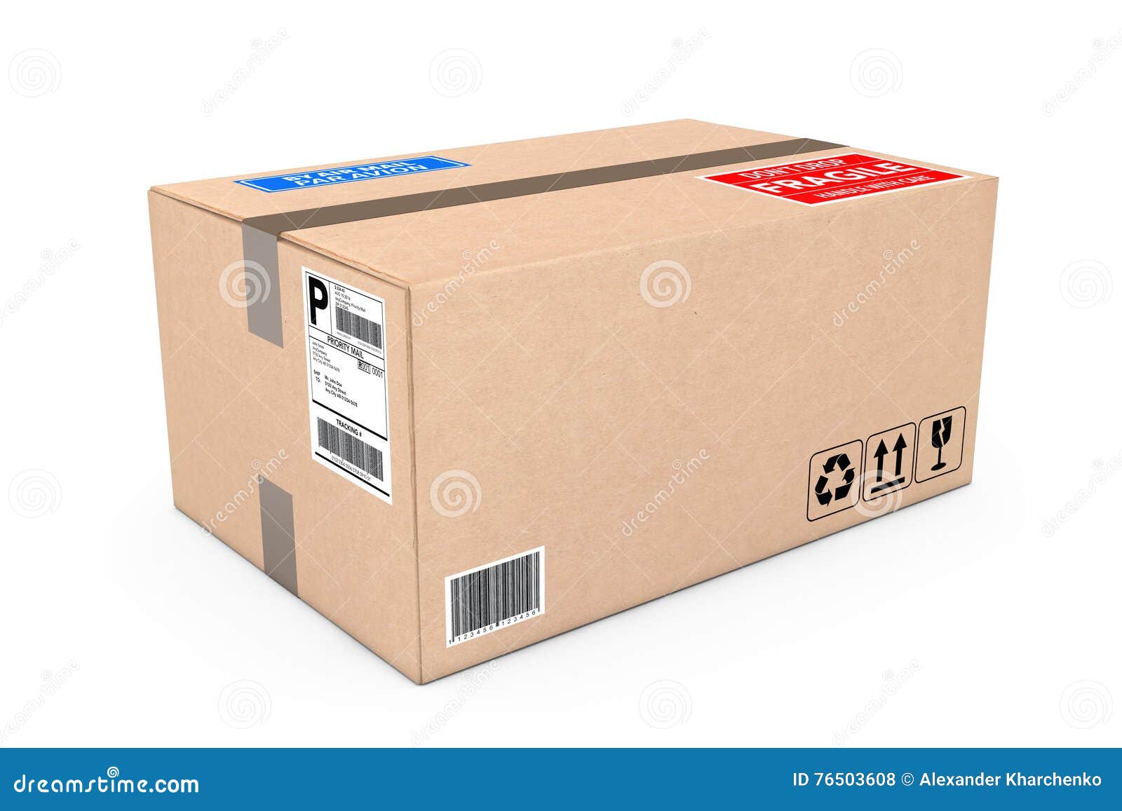 Cardboard Parcel Package. 3d Rendering Stock Illustration ...