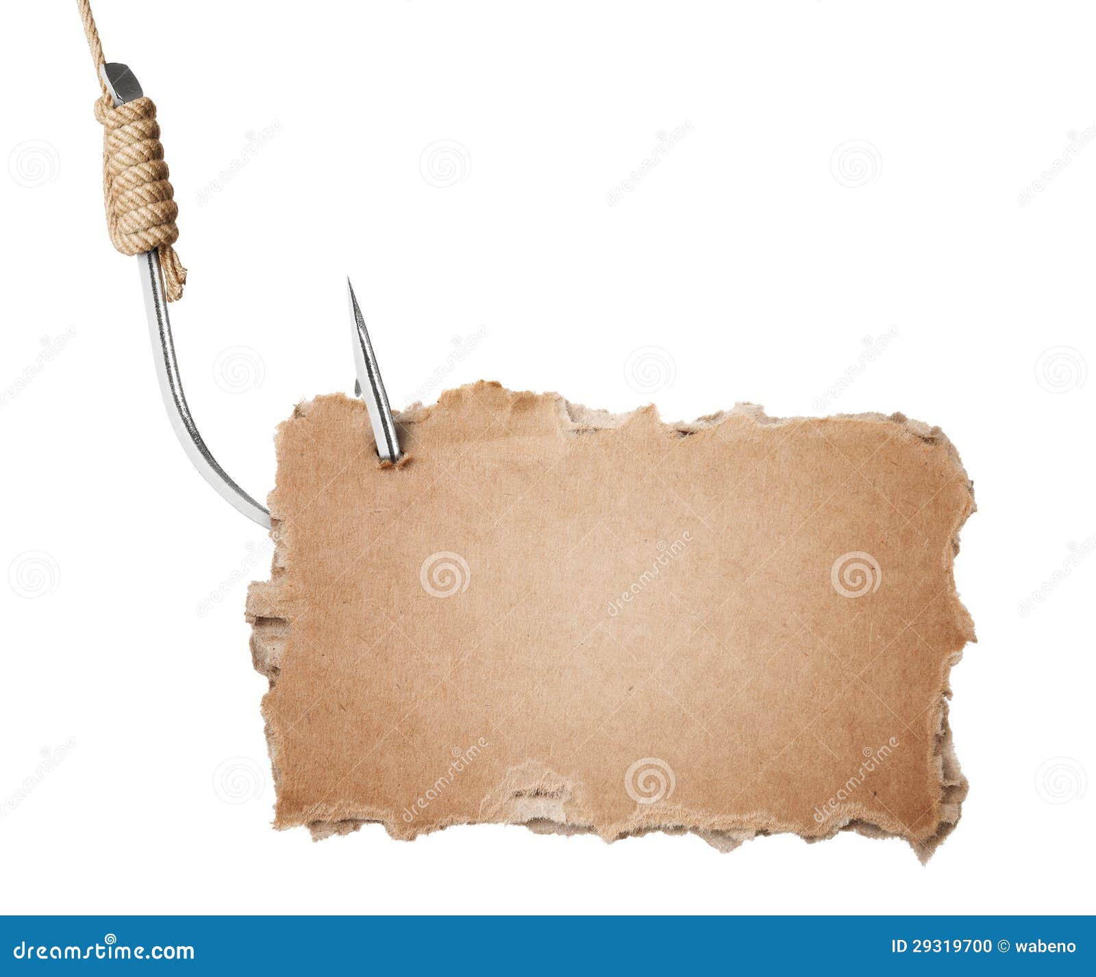 Cardboard Piece on Fishing Hook Stock Illustration - Illustration of ...