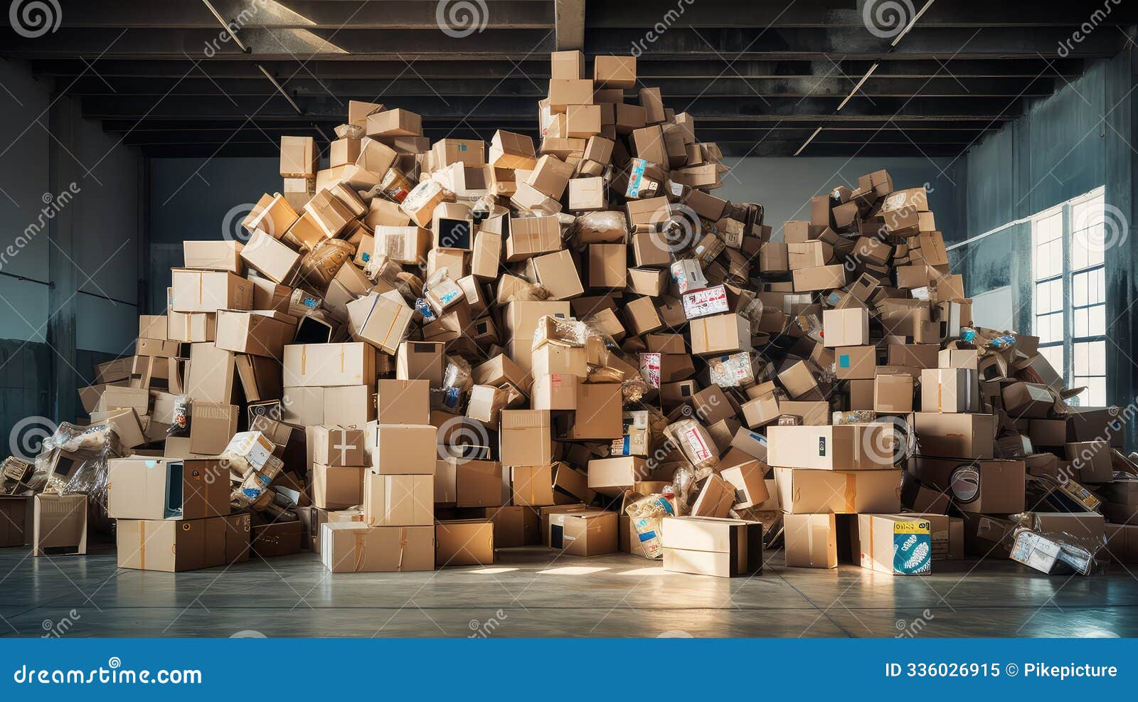 Cardboard Box Pile. Delivery Storage Stack. Empty And Full Containers ...
