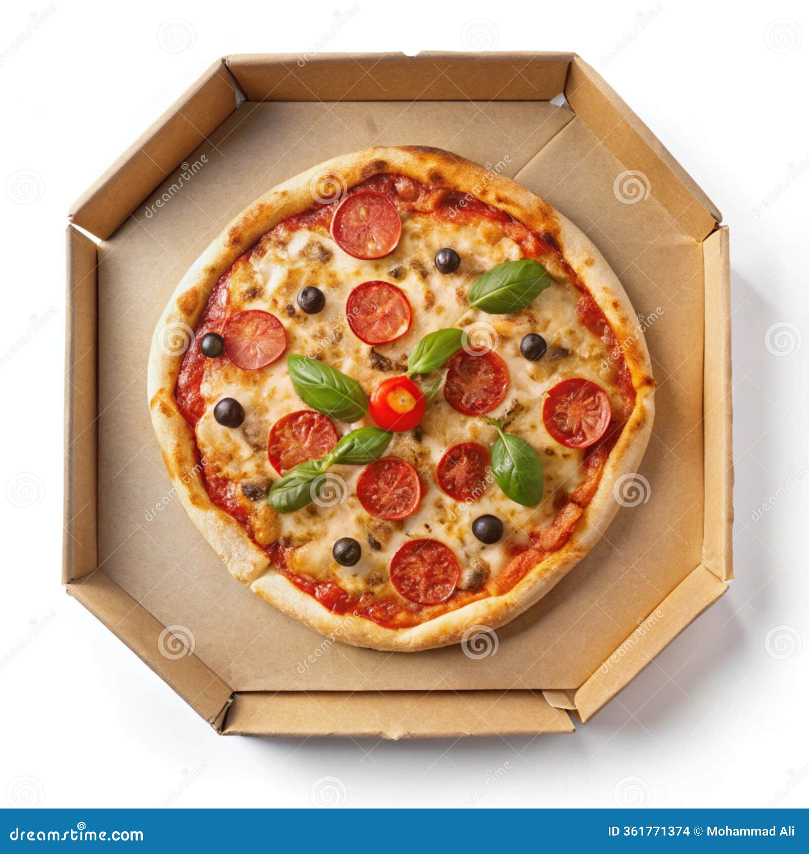 Cardboard Pizza Box Top View Stock Photo - Image of delivery ...