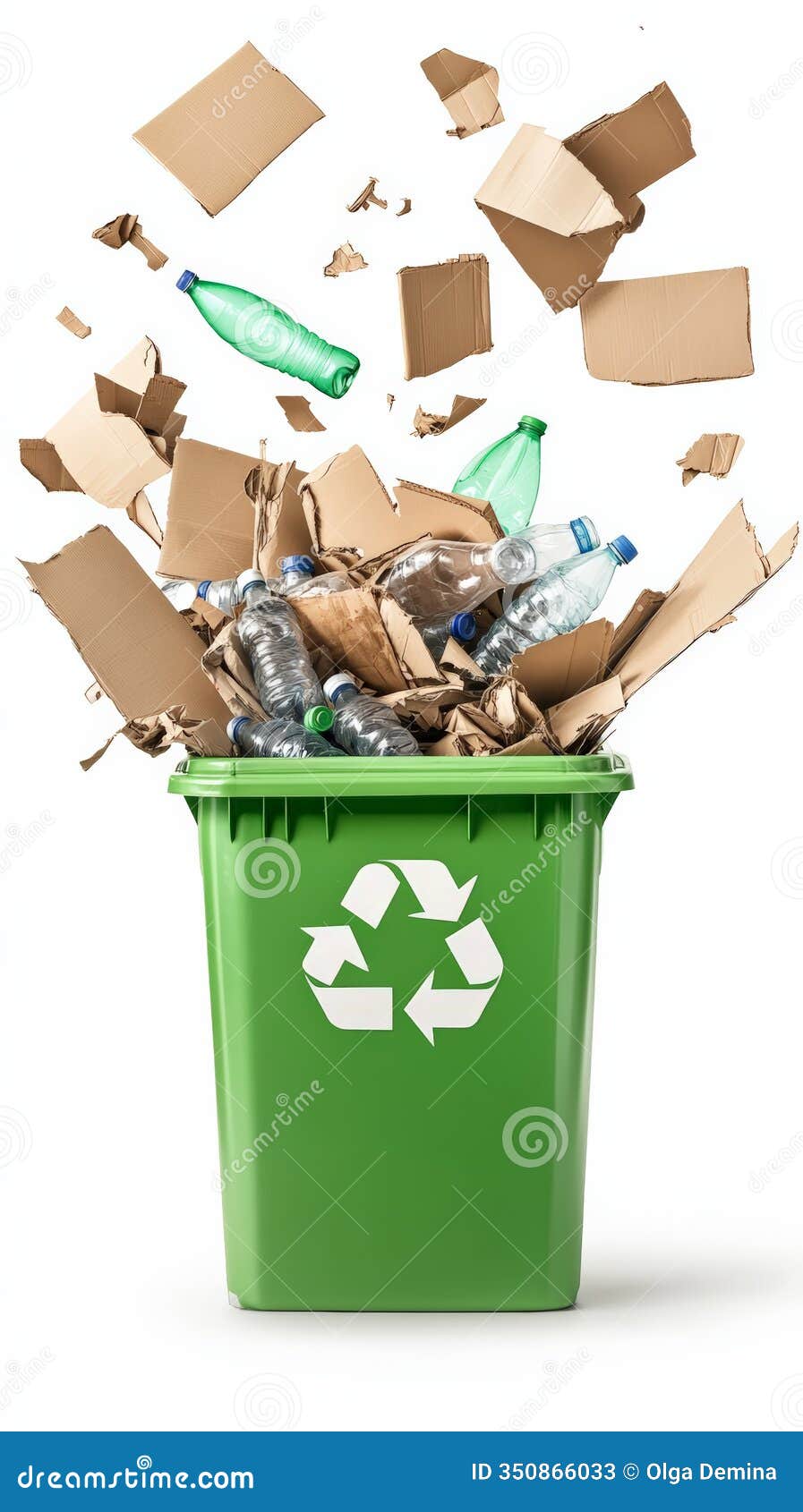 Cardboard and Plastic Bottles Falling into Recycling Bin Promoting ...