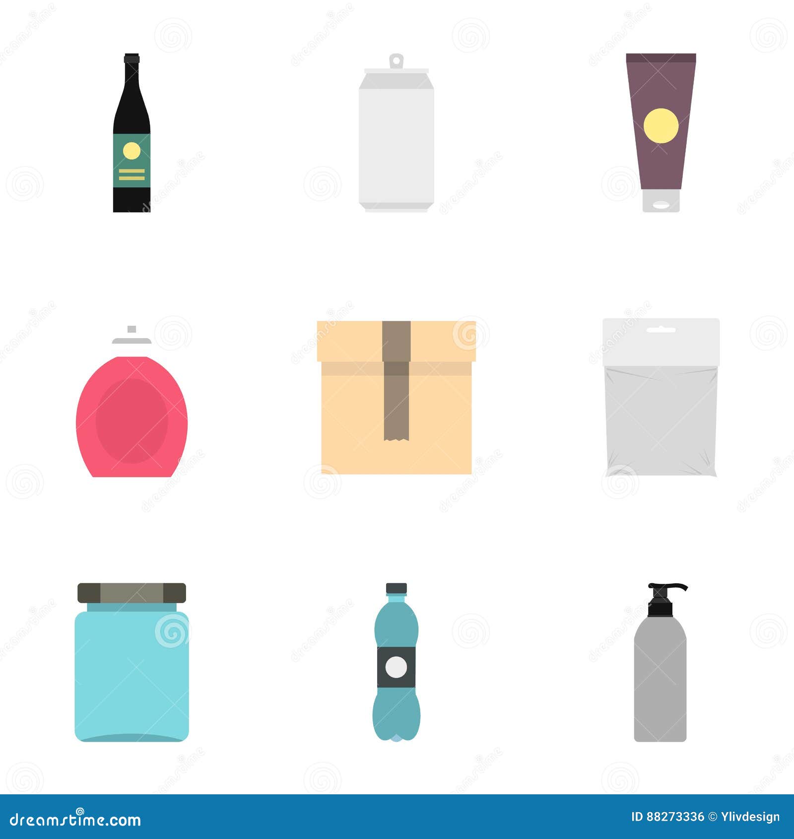 Cardboard, Plastic, Metal Packaging Icons Set Stock Vector ...