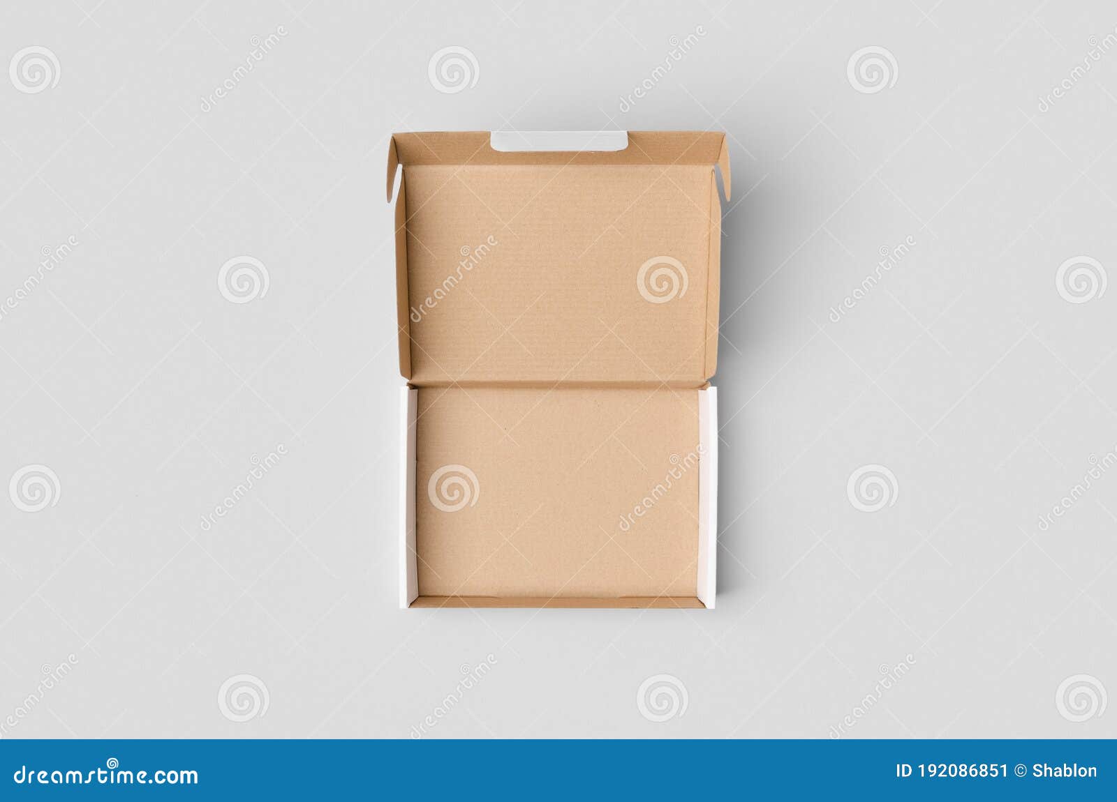 Cardboard Postal, Mailing Box Mockup with Opened Lid Stock Image ...