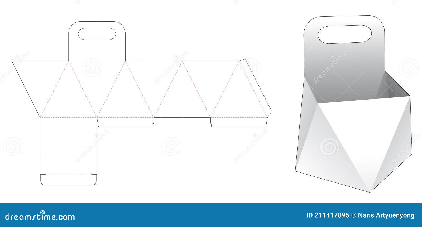 Cardboard Prism with Handle Die Cut Template Stock Vector ...