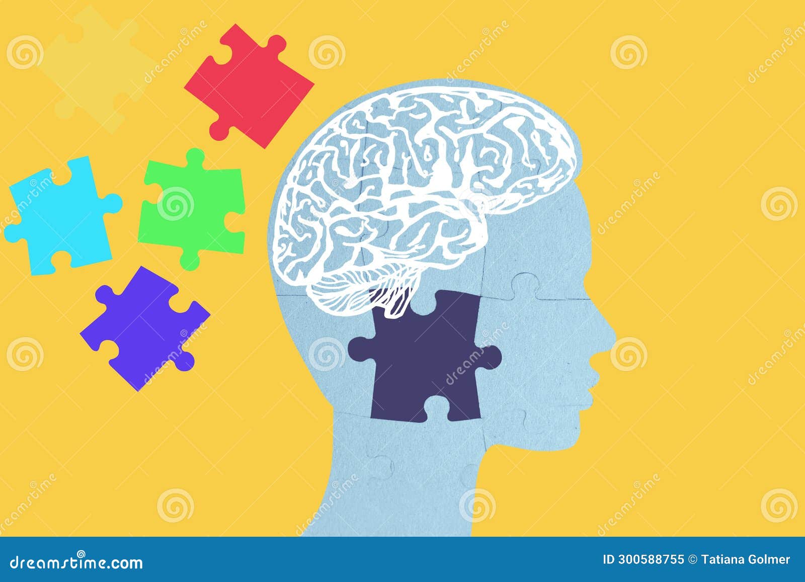 Cardboard Puzzle Pieces, Puzzle with Copy Space on Background, Missing ...