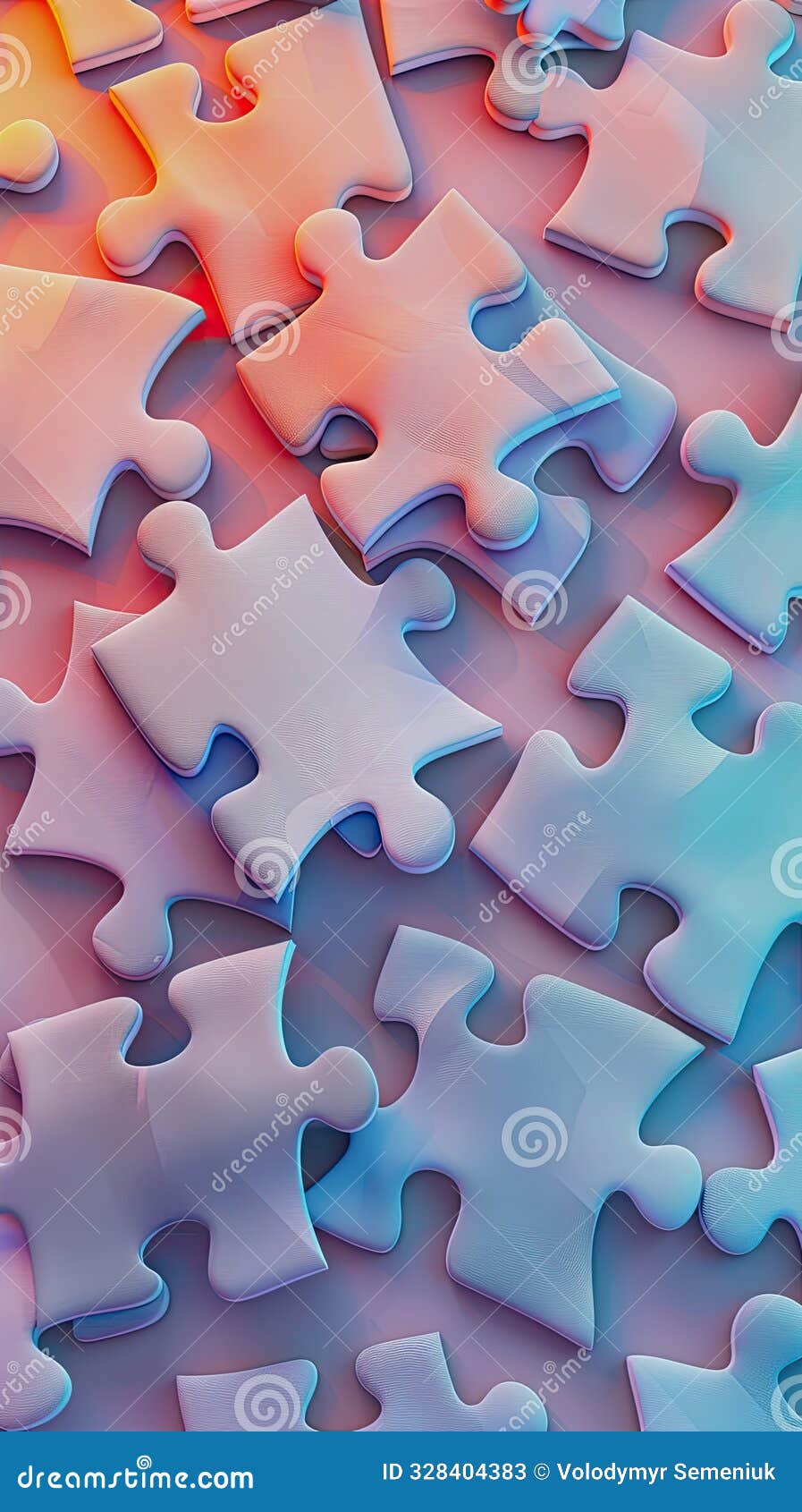 Cardboard Puzzle Pieces In Soft Gradient Transition Being Assembled ...