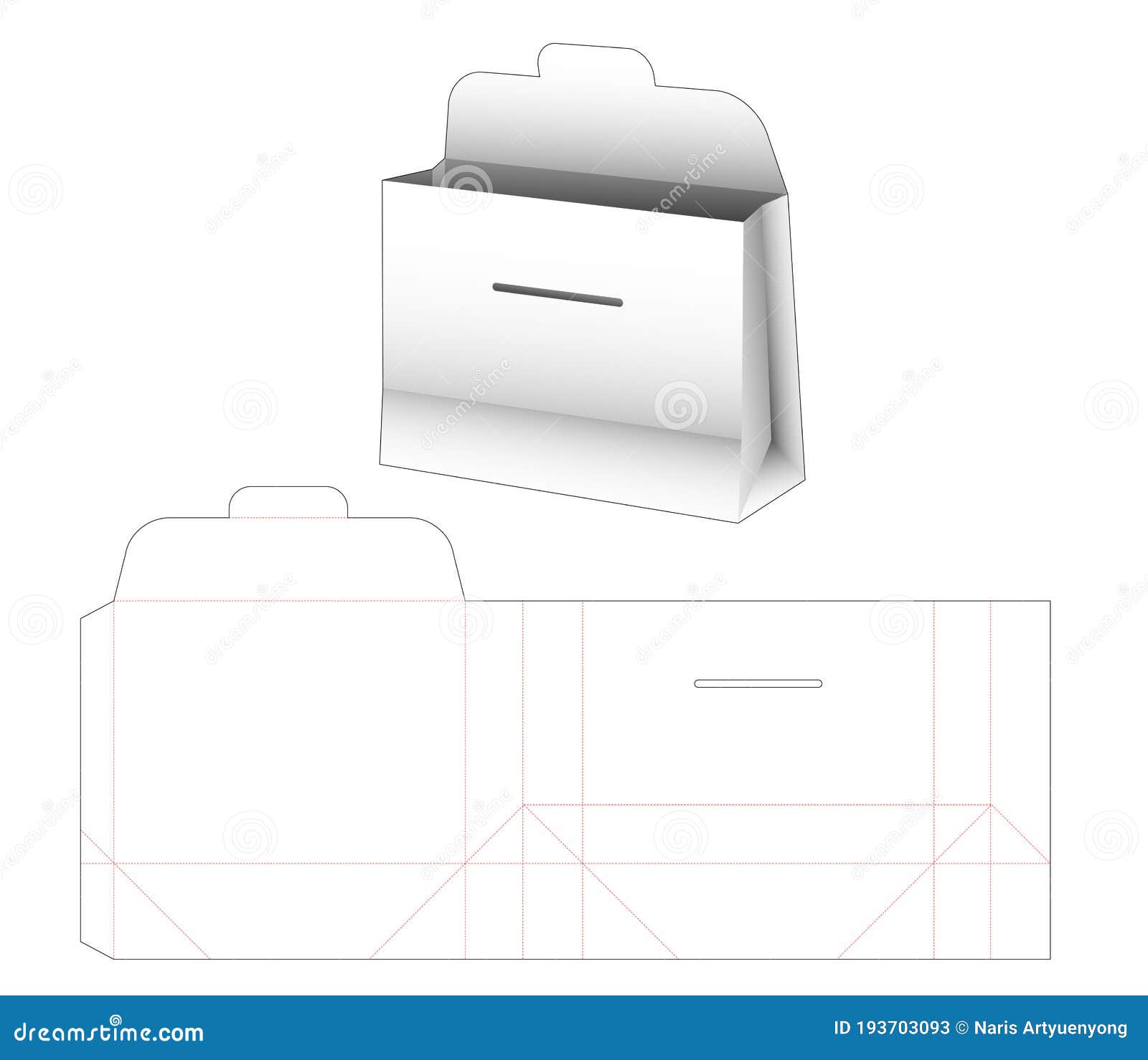 Cardboard Rectangular Bag Die Cut Template Stock Vector - Illustration ...