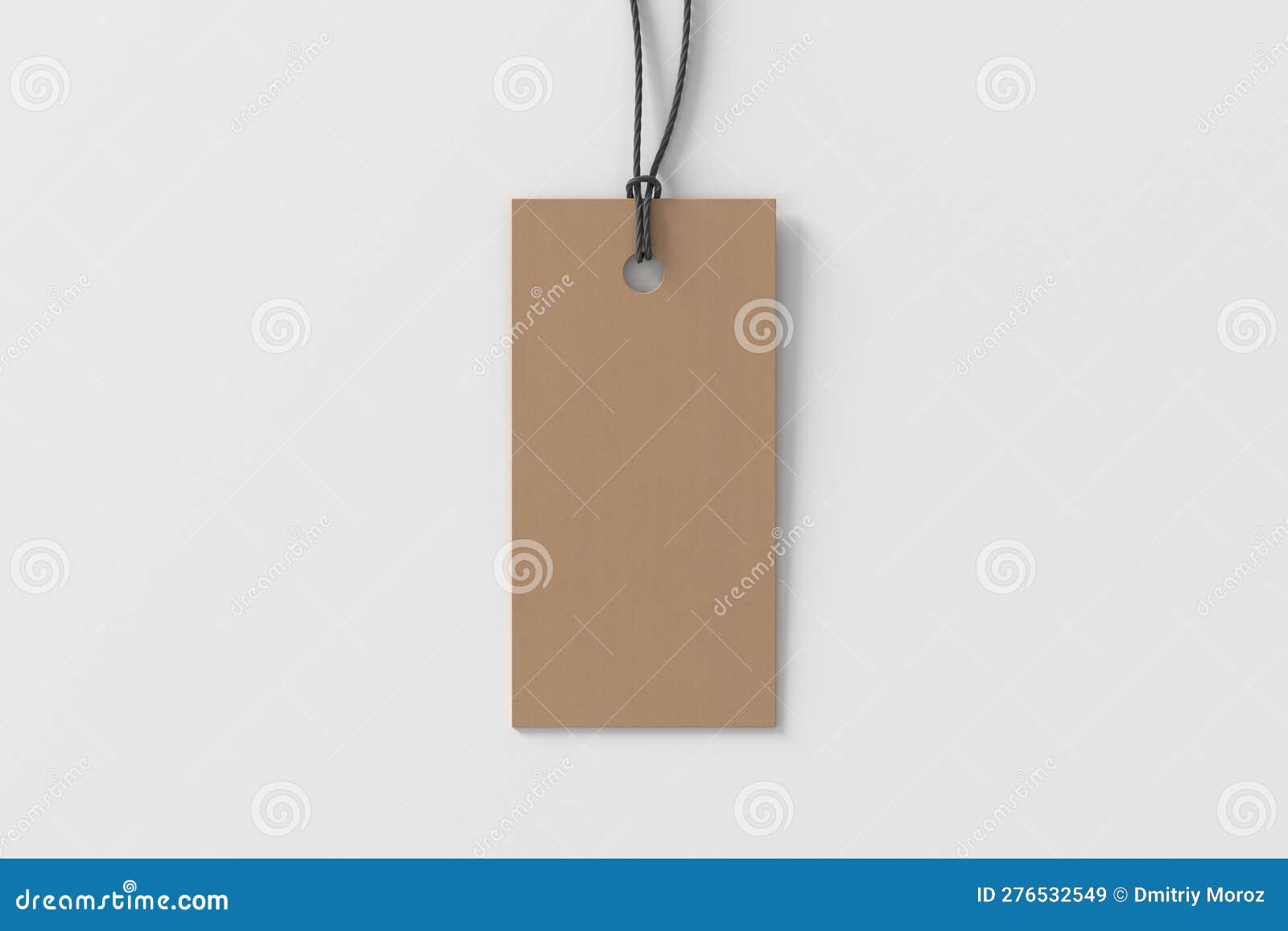 Cardboard Rectangular Tag Mockup on White Background. View Directly ...