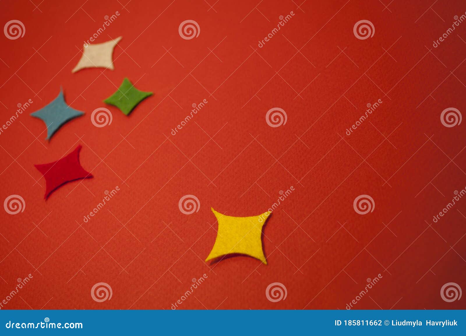 On the Cardboard Red Color 5 Rectangular Colored Stars Stock Photo ...