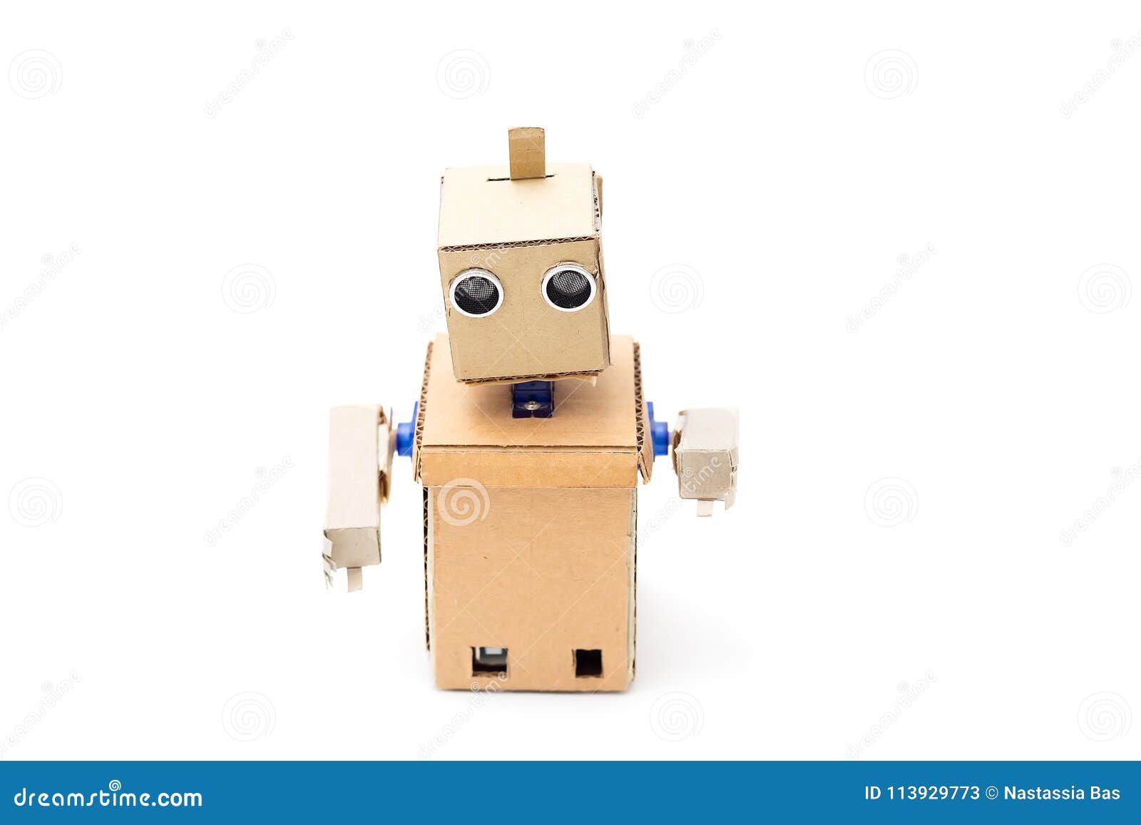 Cardboard Robot with Hands on a White Background. Artificial Int Stock ...