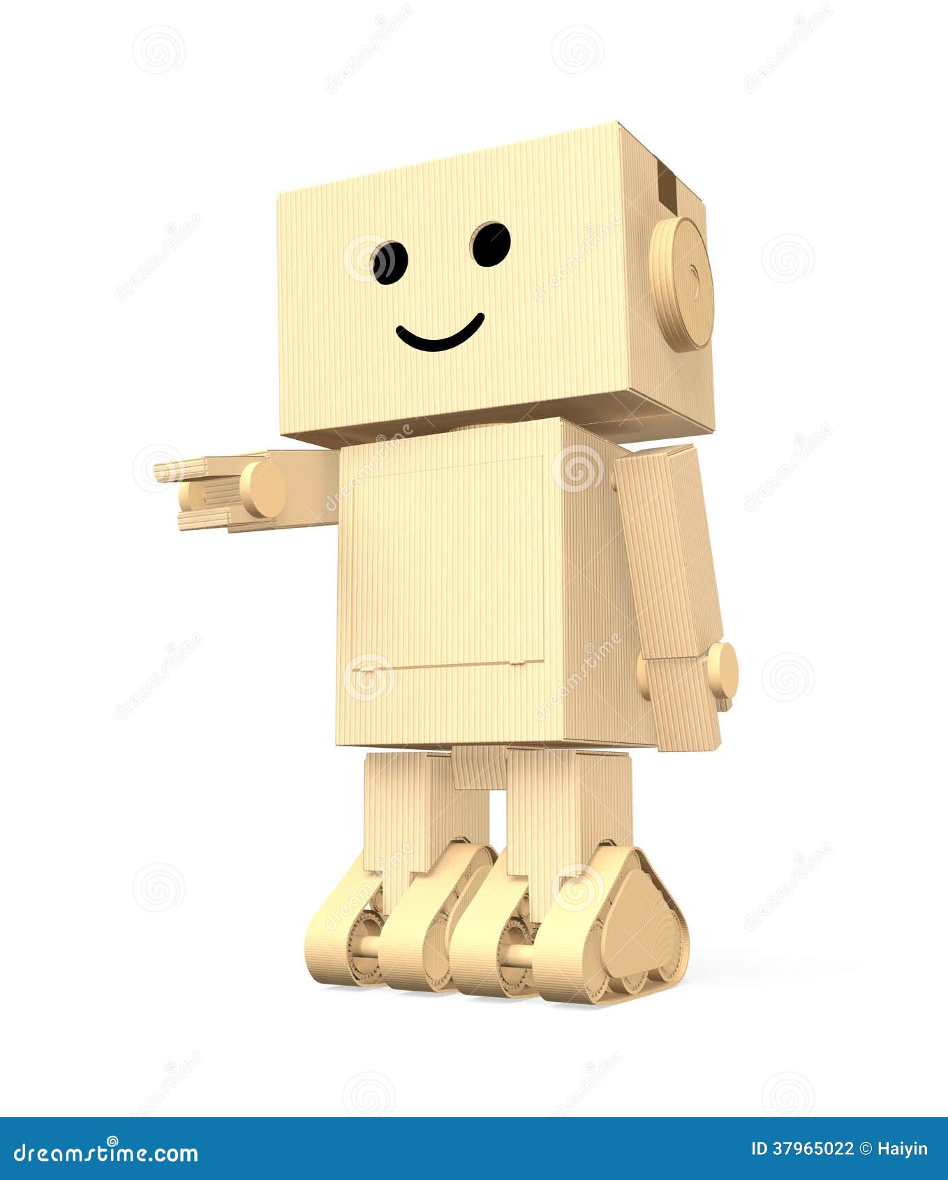 Cardboard Robot With Cylinder-Conic Head And Pipes Mouth And Angry Eyes ...