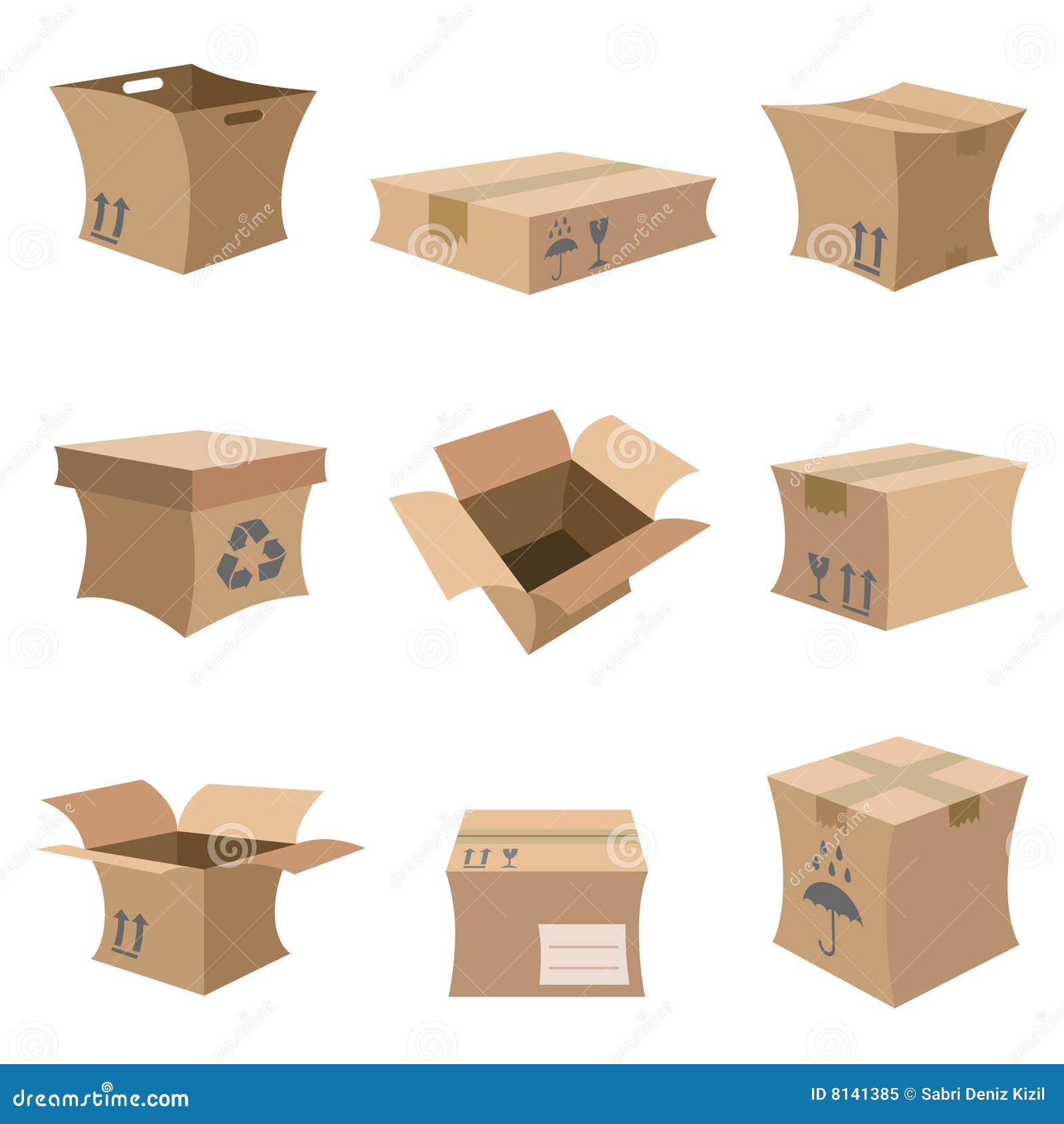 Cardboard set vector stock vector. Illustration of crate - 8141385
