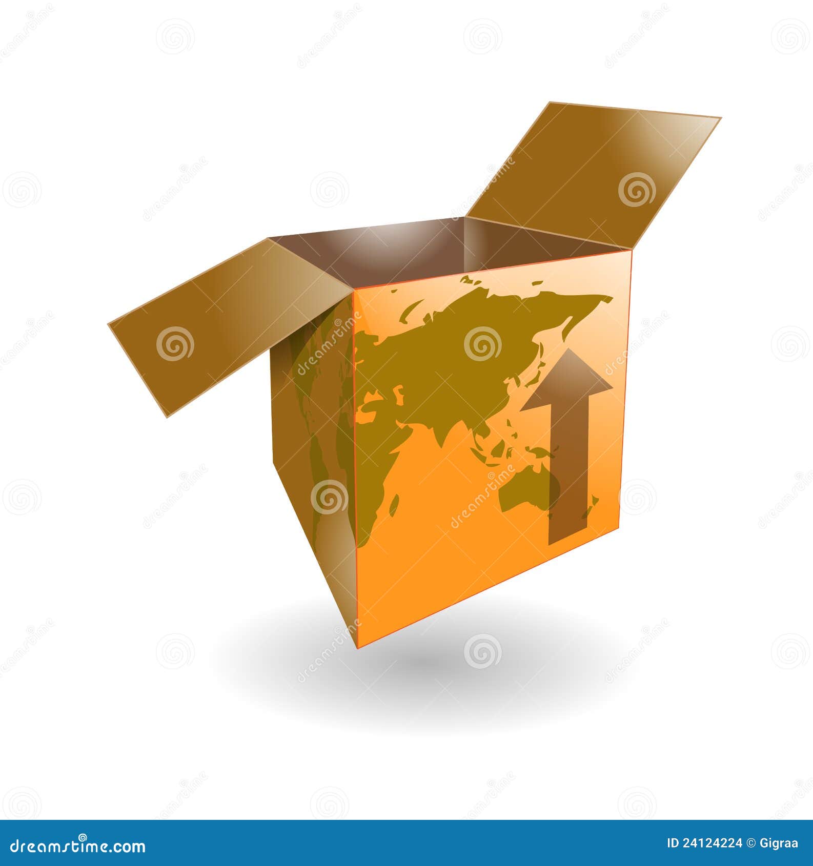 Cardboard shipping box stock vector. Illustration of global - 24124224