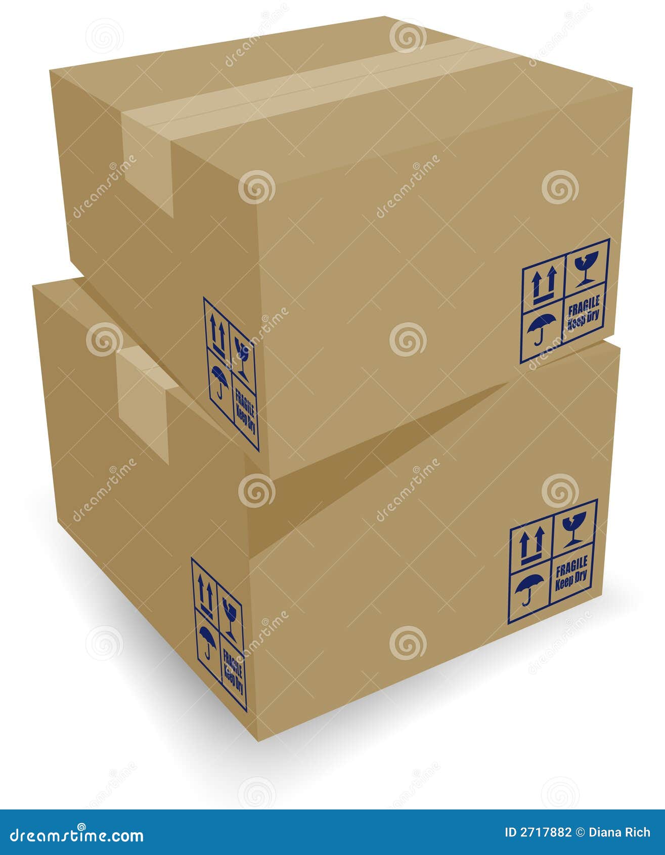 Cardboard Shipping Box With Taped Seal And Handling Symbols Royalty ...
