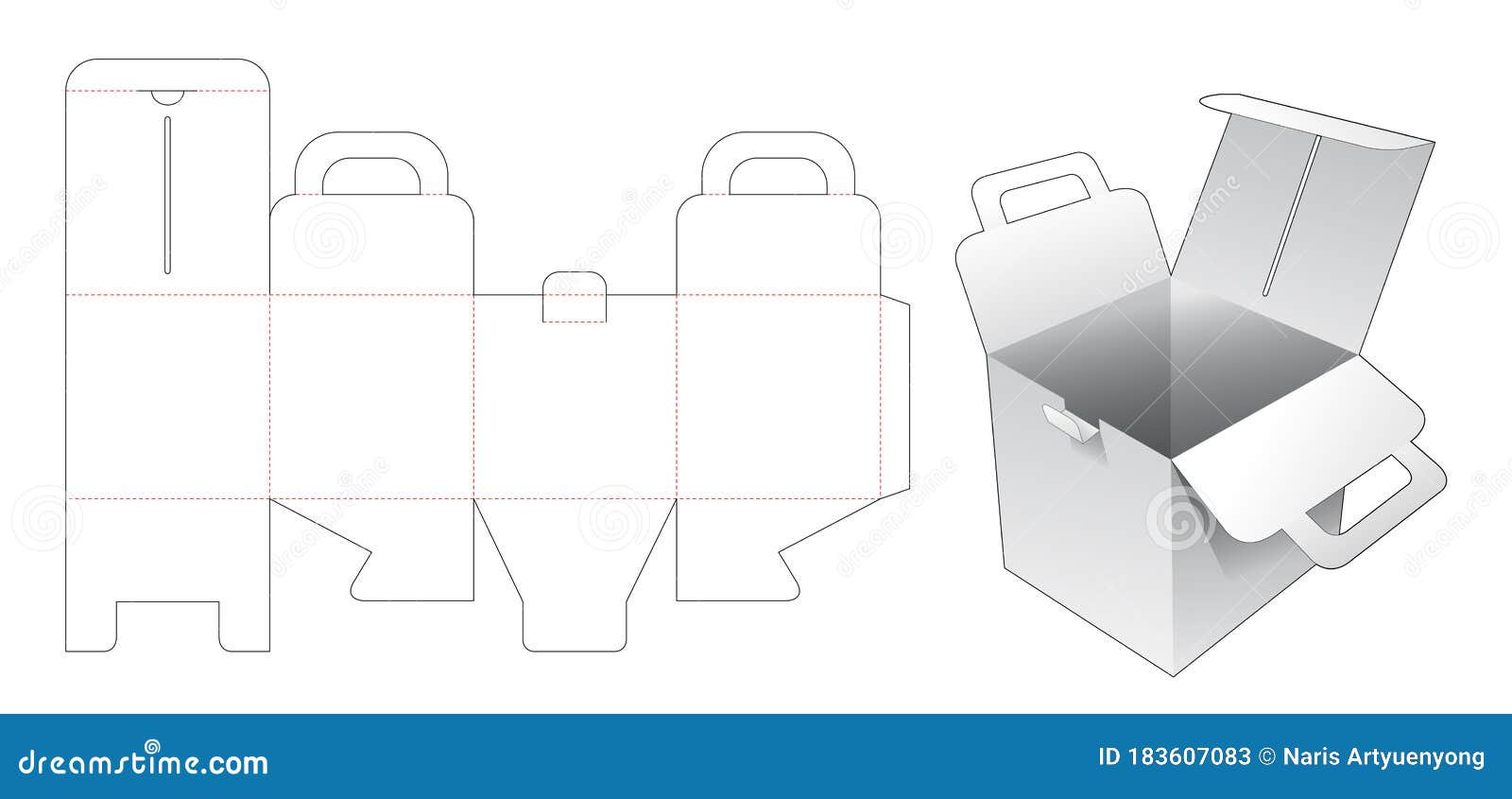 Cardboard Square Box with Holder Die Cut Template Stock Vector ...
