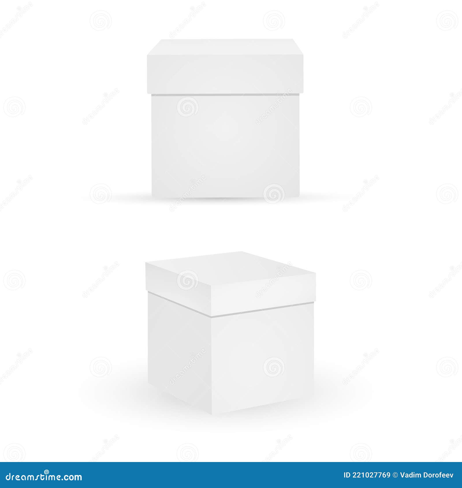 Cardboard Square Gift Boxes Isolated on White Background. in Two ...