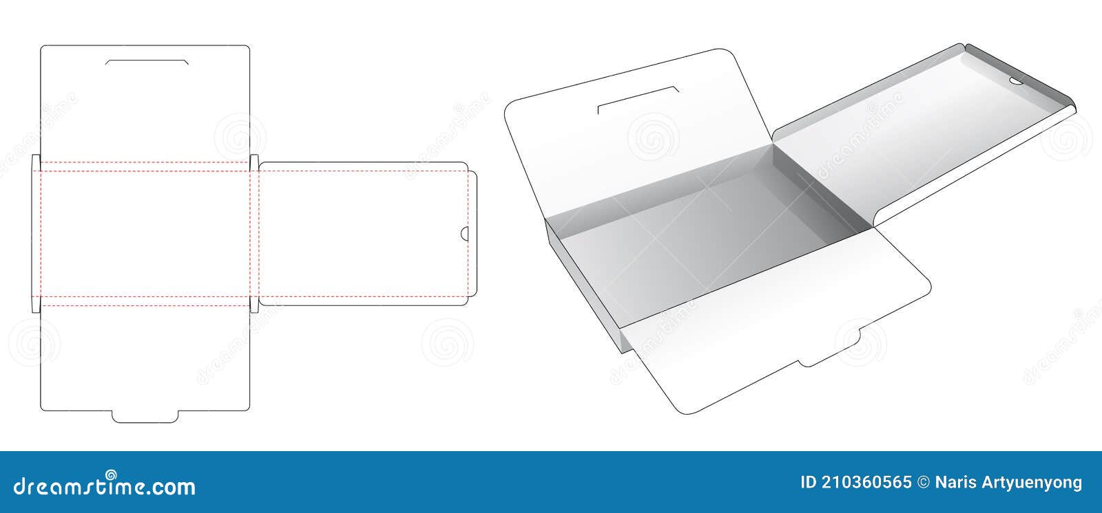 Cardboard Storage Tin Box with Locked Point and Flip Die Cut Template ...